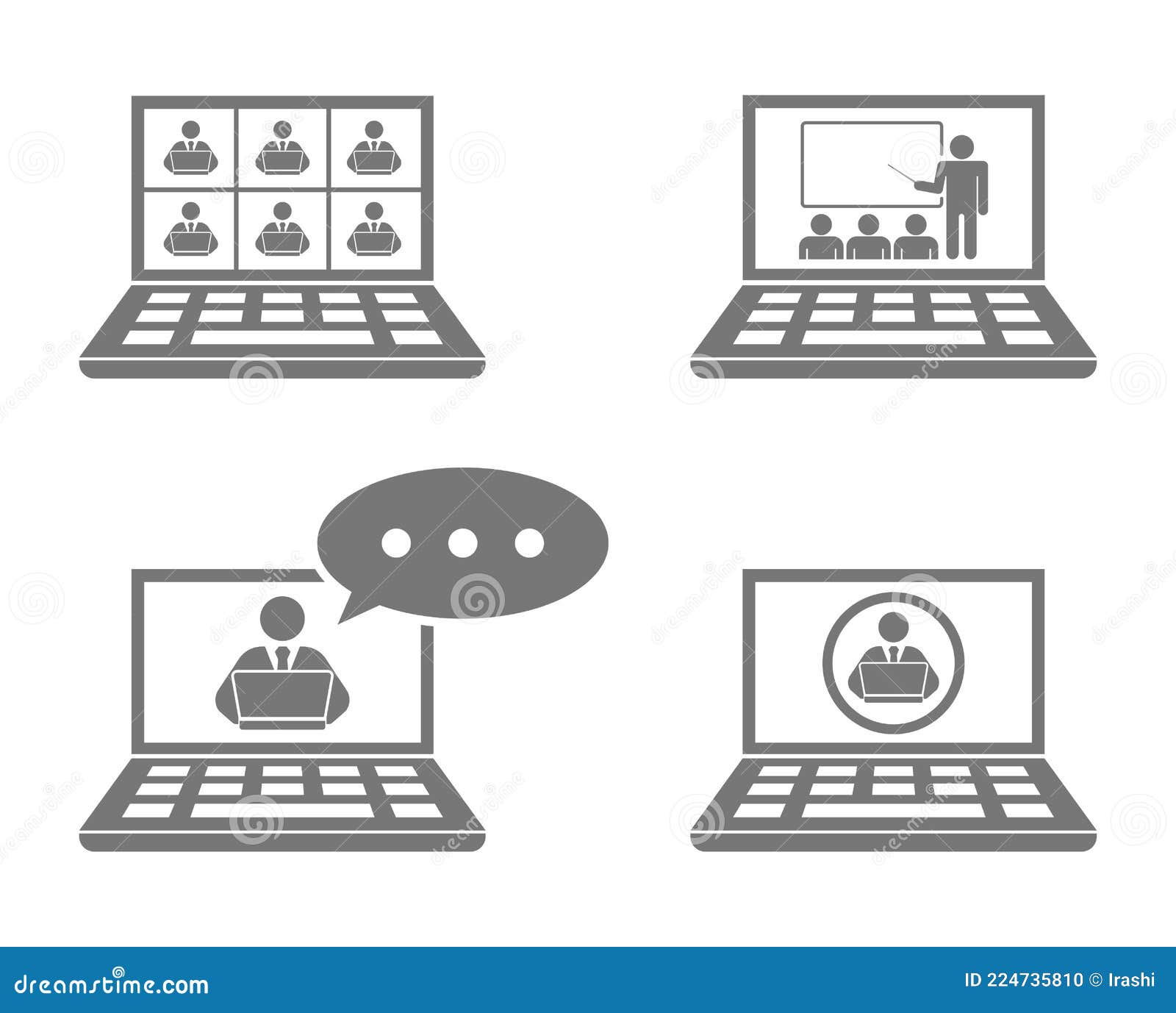 Webinar icon set stock vector. Illustration of distance - 224735810