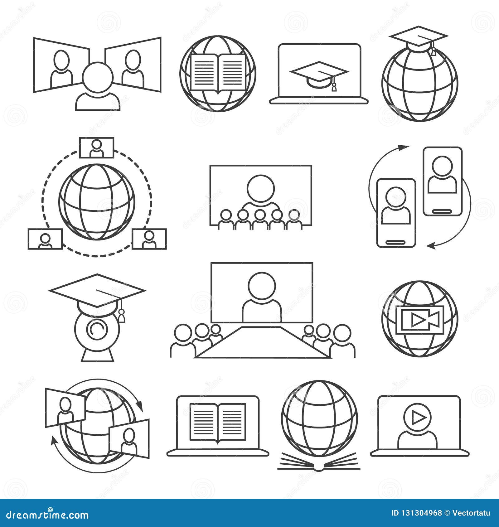 Webinar, Icona D'apprendimento Online Ha Messo Illustrazione Vettoriale ...