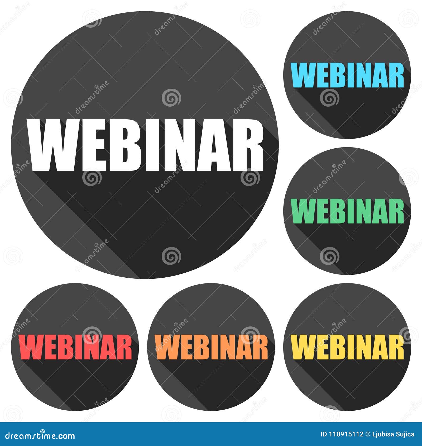 Webinar Icons Set with Long Shadow Stock Vector - Illustration of ...