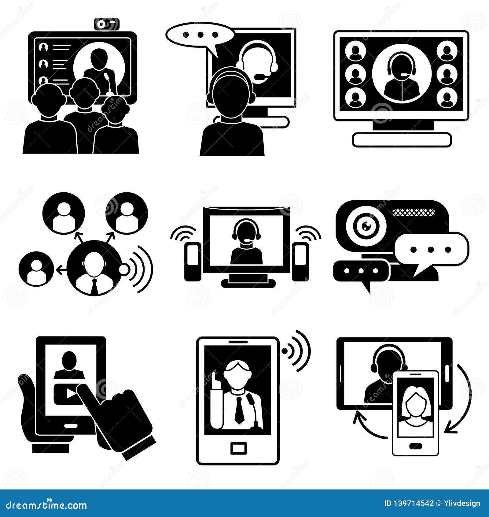Webinar Icons Set, Simple Style Stock Vector - Illustration of poster ...