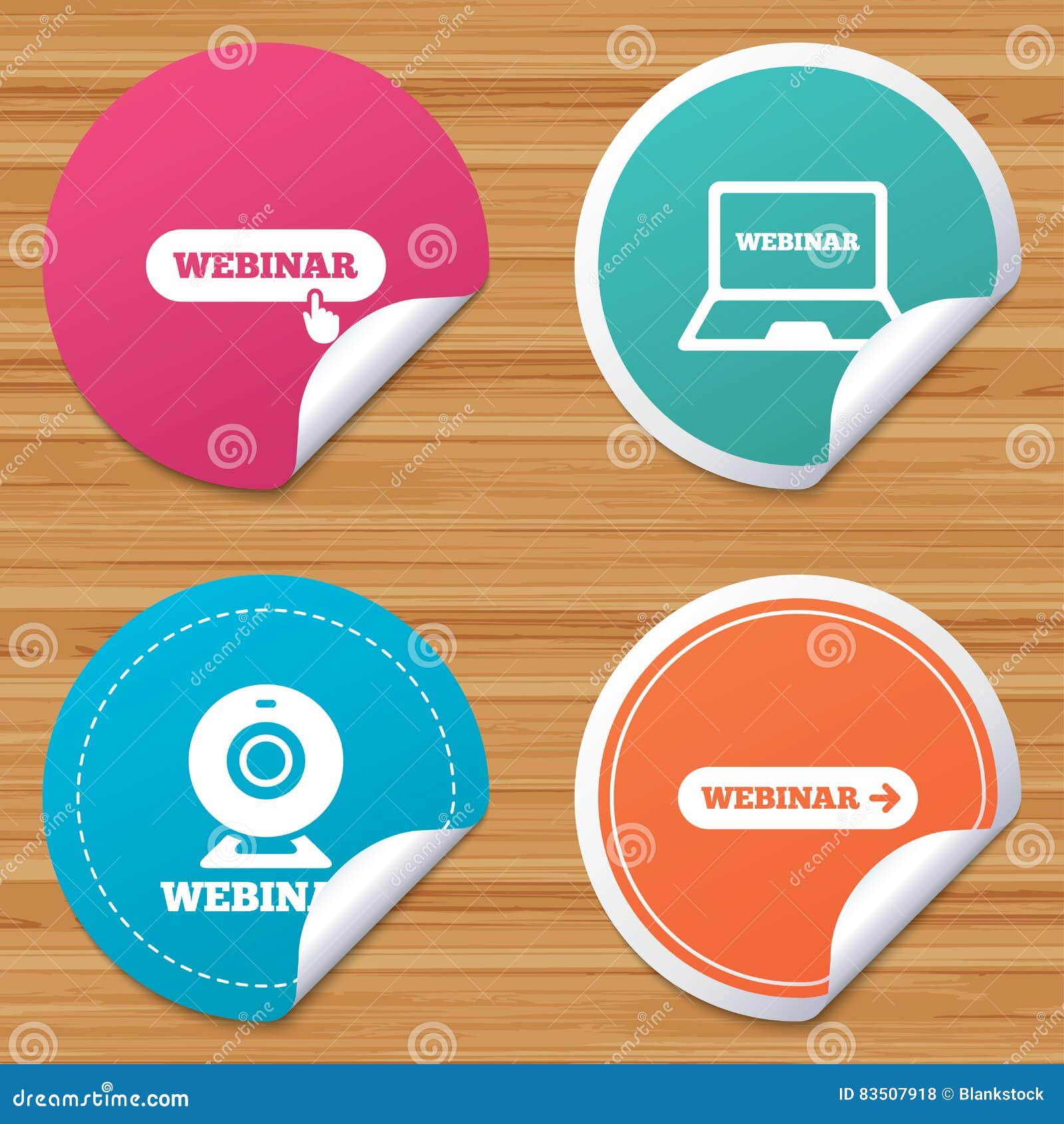 Webinar Icons. Web Camera and Notebook Pc Signs Stock Vector ...