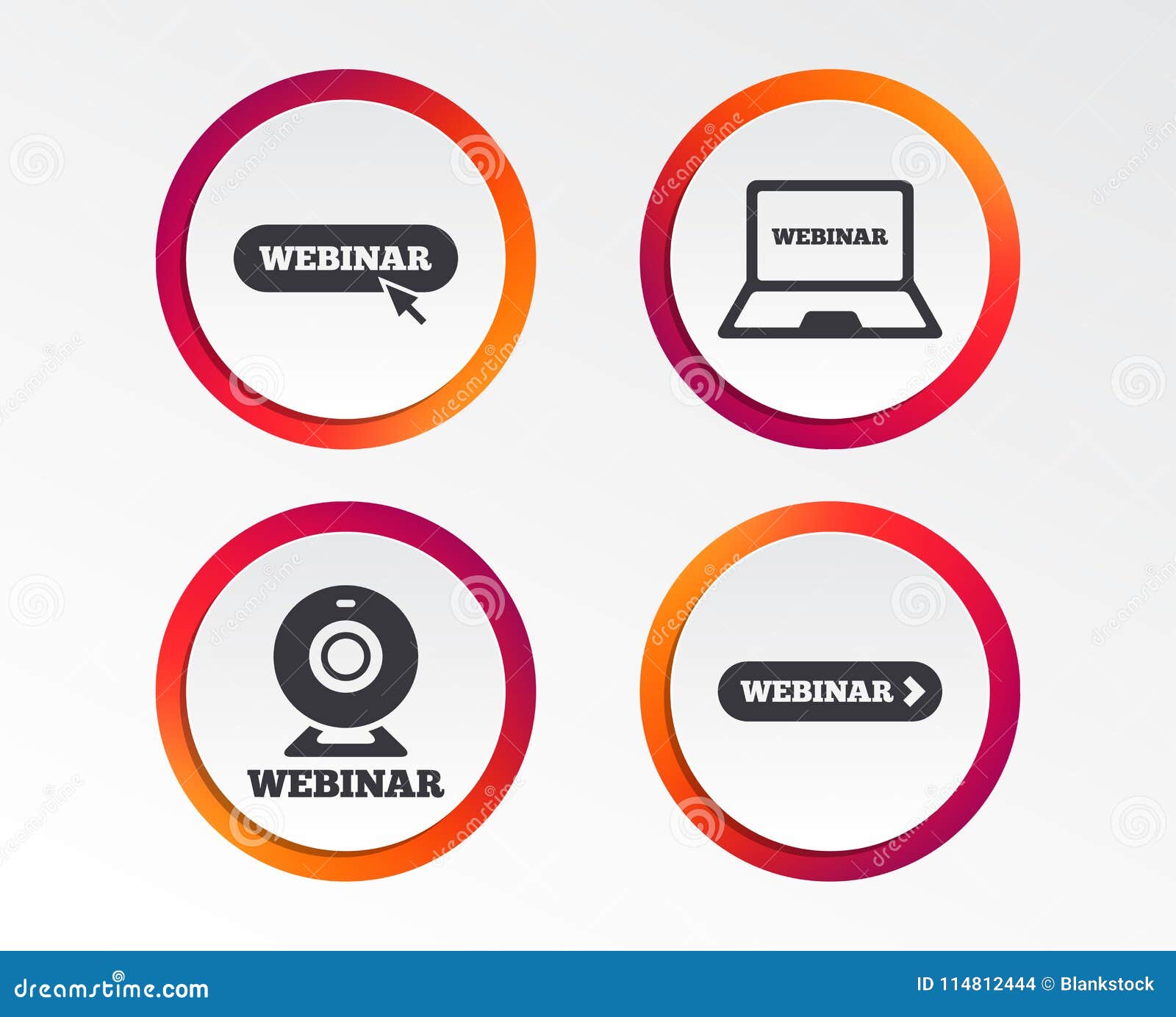 Webinar Icons. Web Camera and Notebook Pc Signs Stock Vector ...
