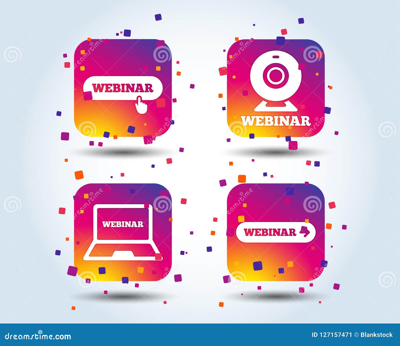 Webinar Icons. Web Camera and Notebook Pc Signs Stock Vector ...