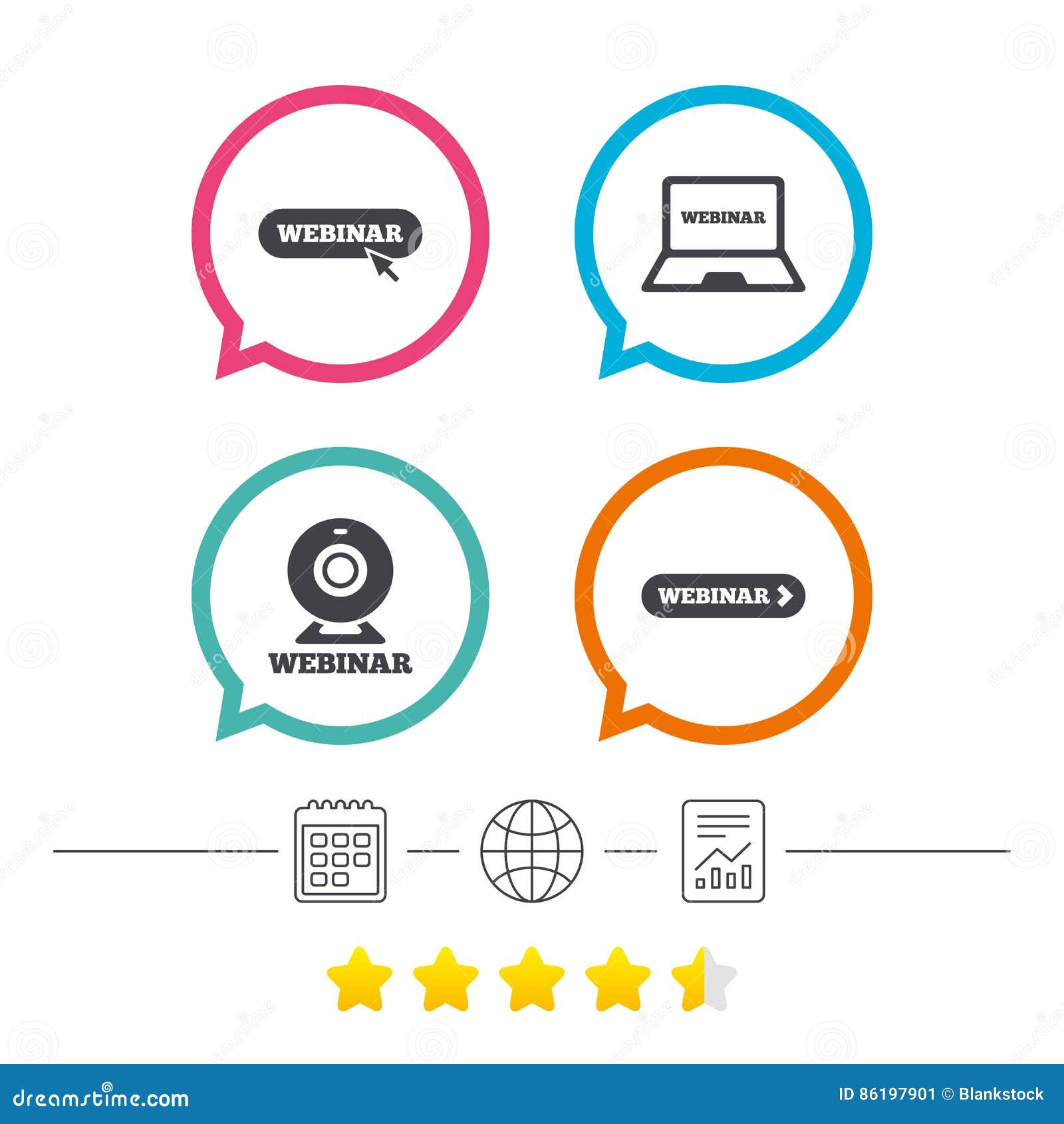 Webinar Icons. Web Camera and Notebook Pc Signs Stock Vector ...