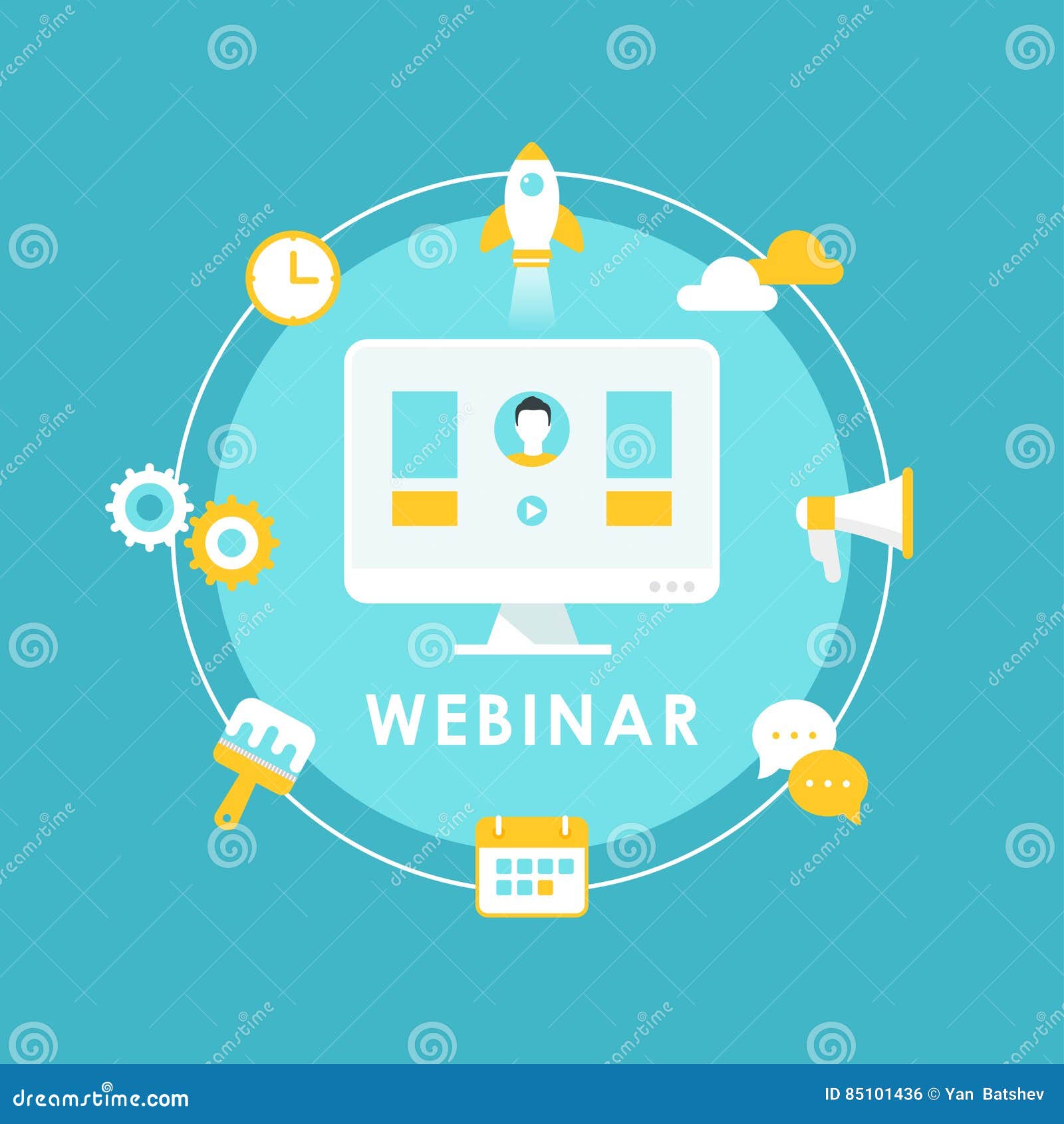 Webinar Illustration. Online Education Stock Vector - Illustration of ...