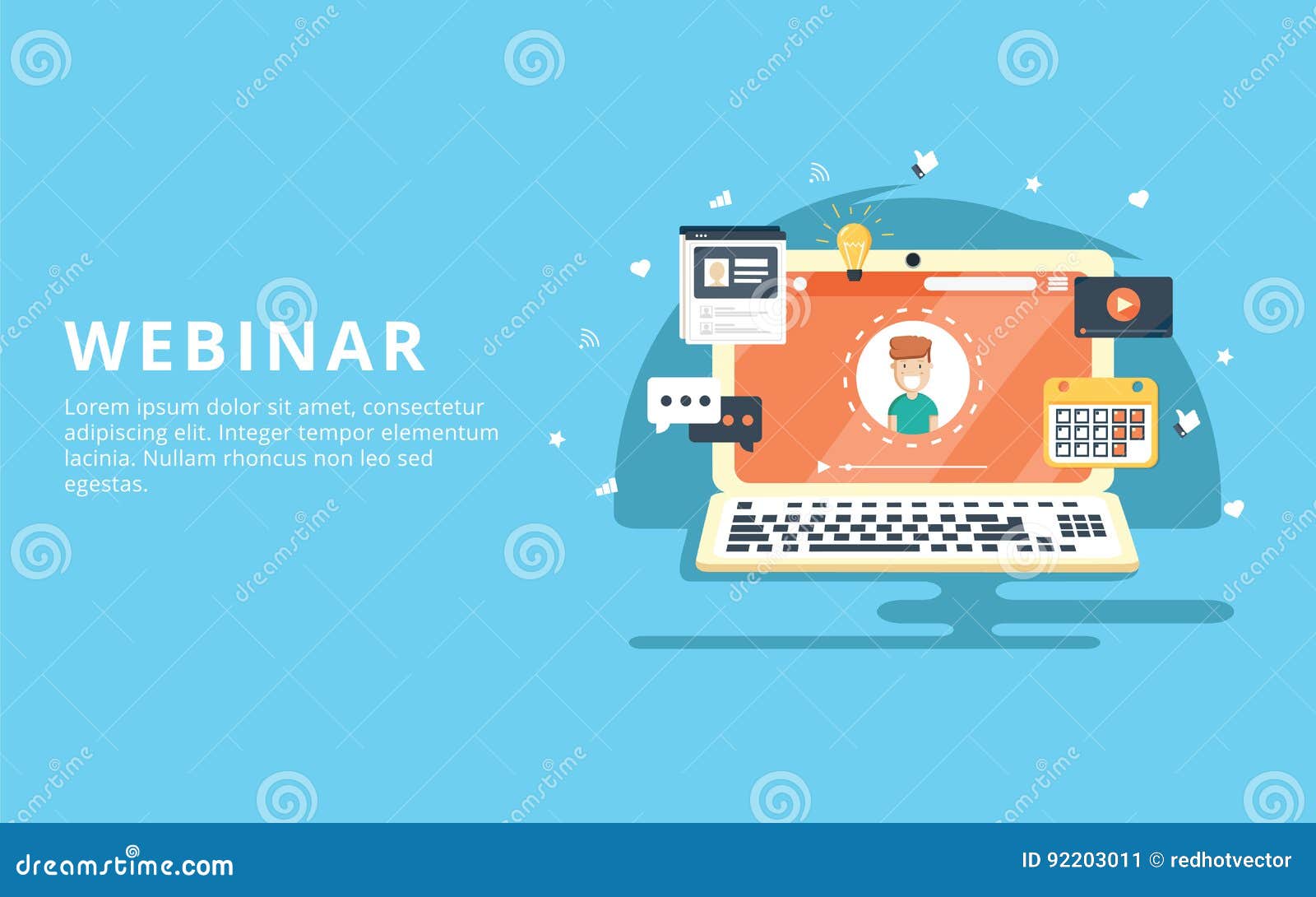 Webinar, Internet Conference, Web Based Seminar Flat Design Concept Stock Vector - Illustration ...