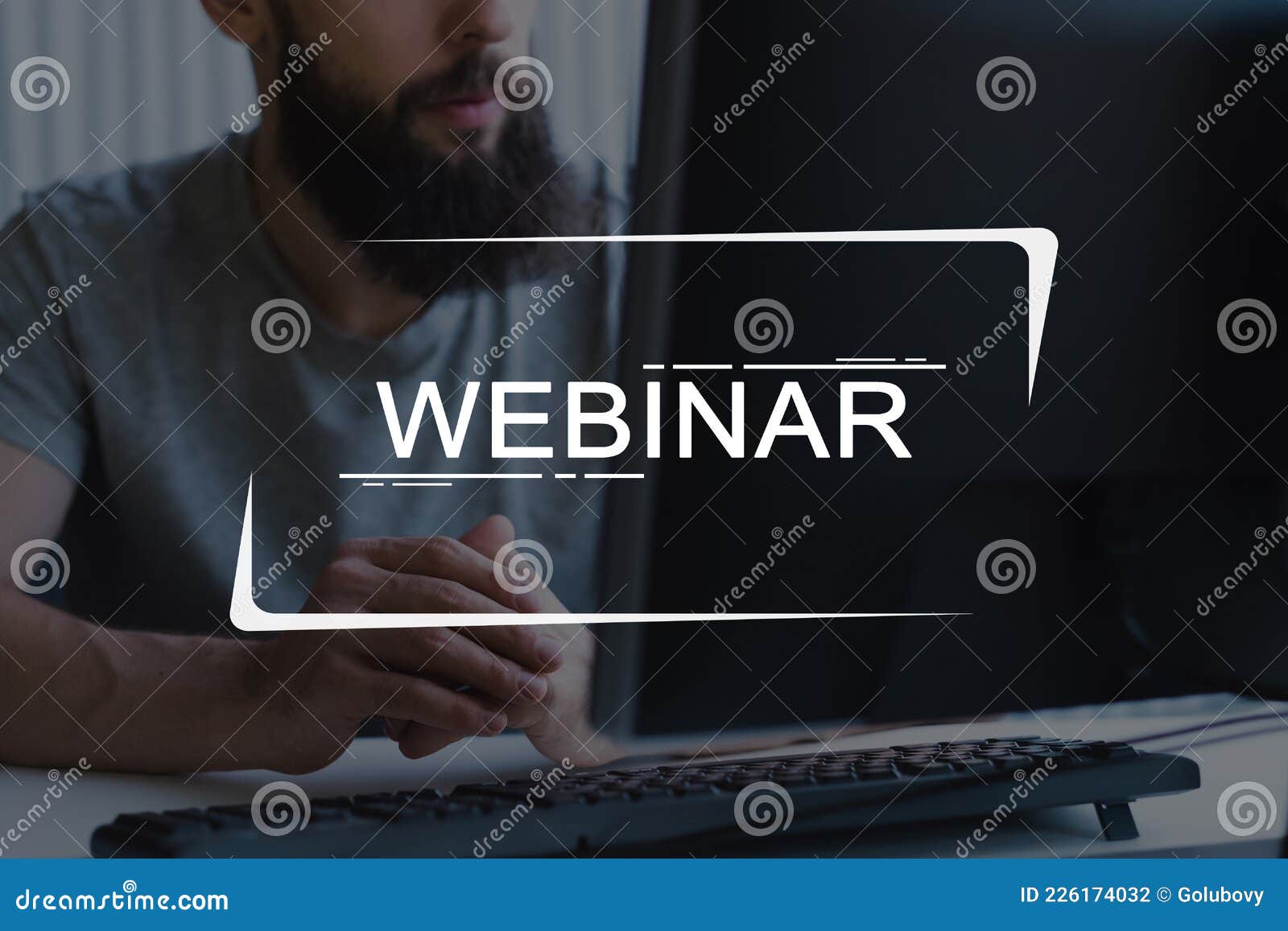 Webinar Learning Virtual Training Man Video Lesson Stock Illustration ...