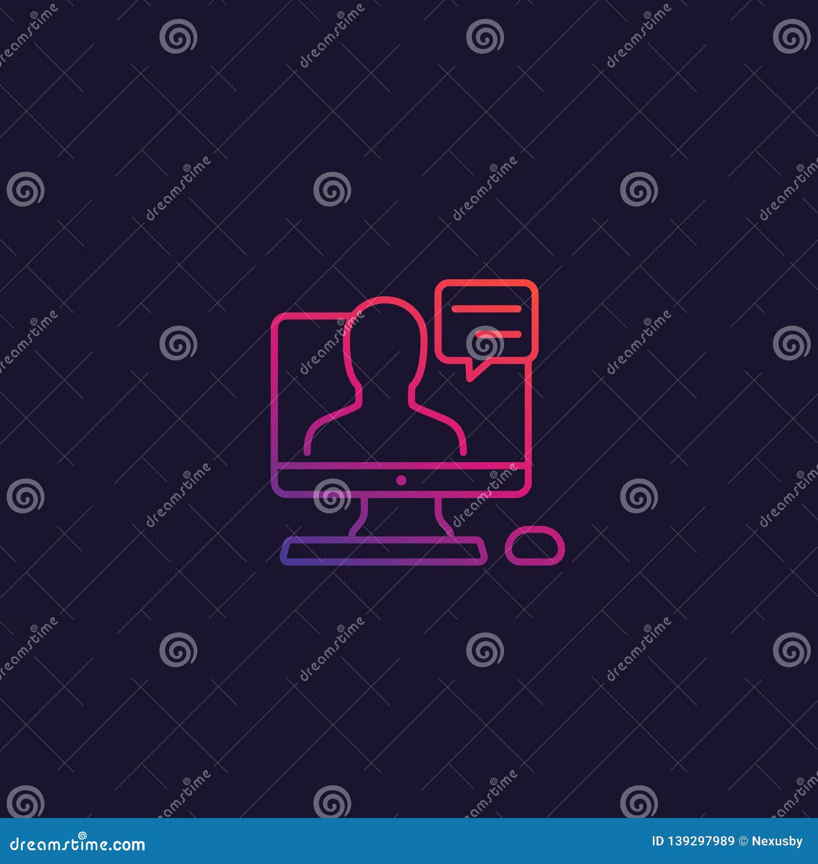 Webinar Line Icon with Gradient Stock Vector - Illustration of training ...