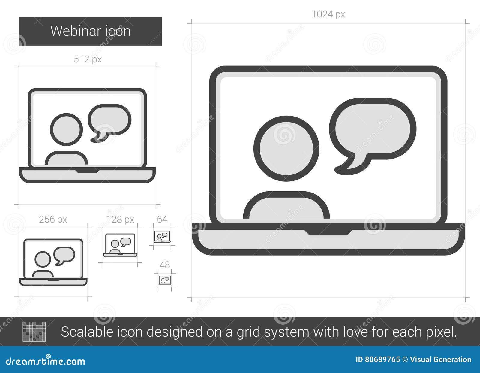 Webinar line icon. stock vector. Illustration of online - 80689765