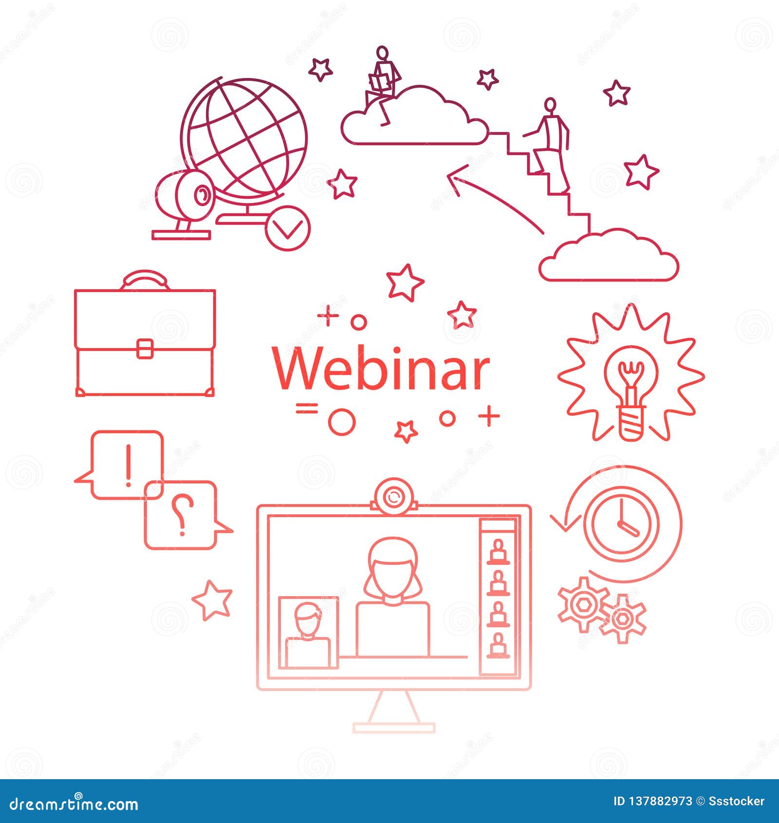 Webinar Line Icon Vector, Online Education Vector Concept Stock Vector ...