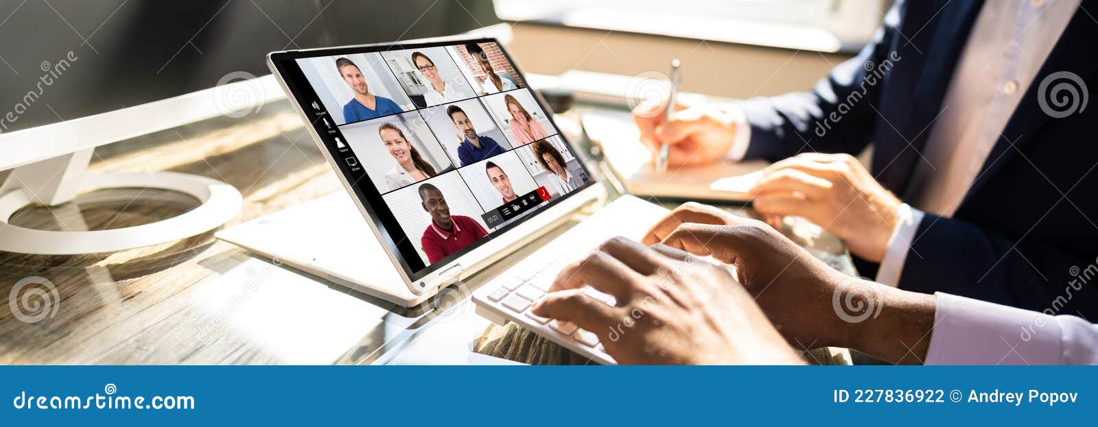 Webinar Meeting in Office Learning Stock Photo - Image of hold, digital ...