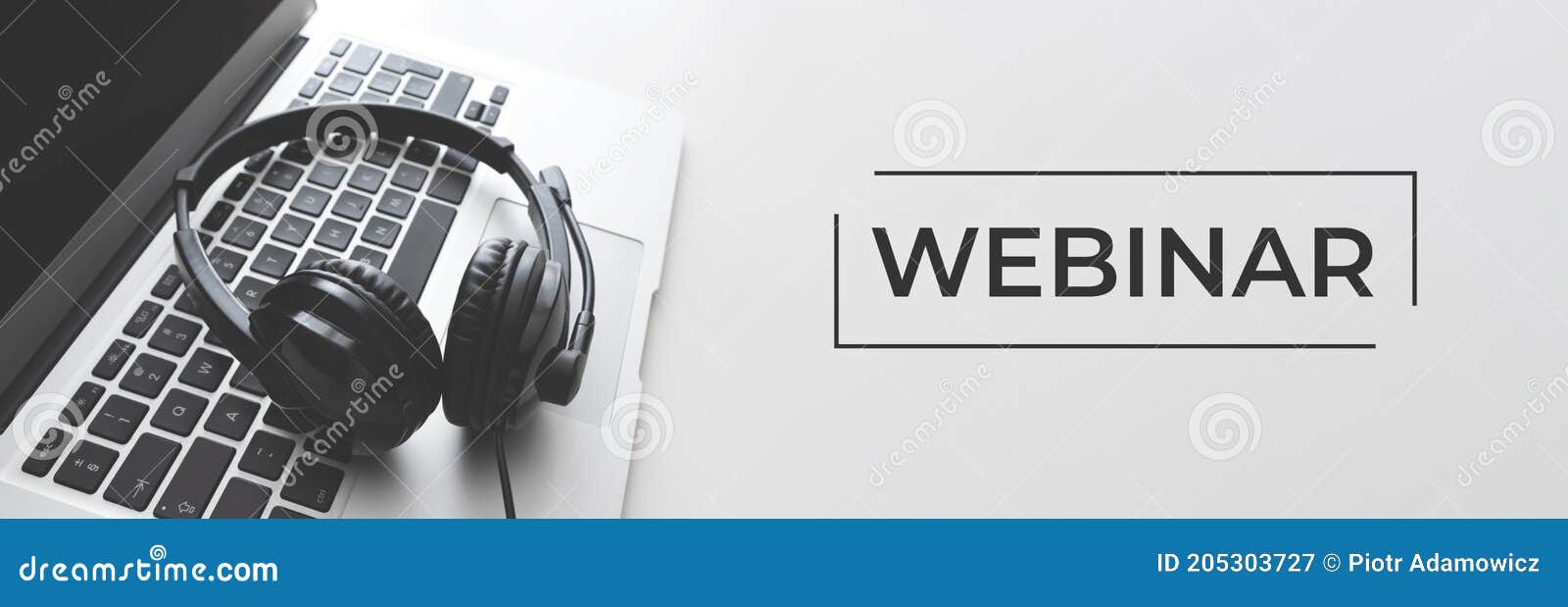 Webinar Online, E-learning Concept with Headset Stock Image - Image of ...