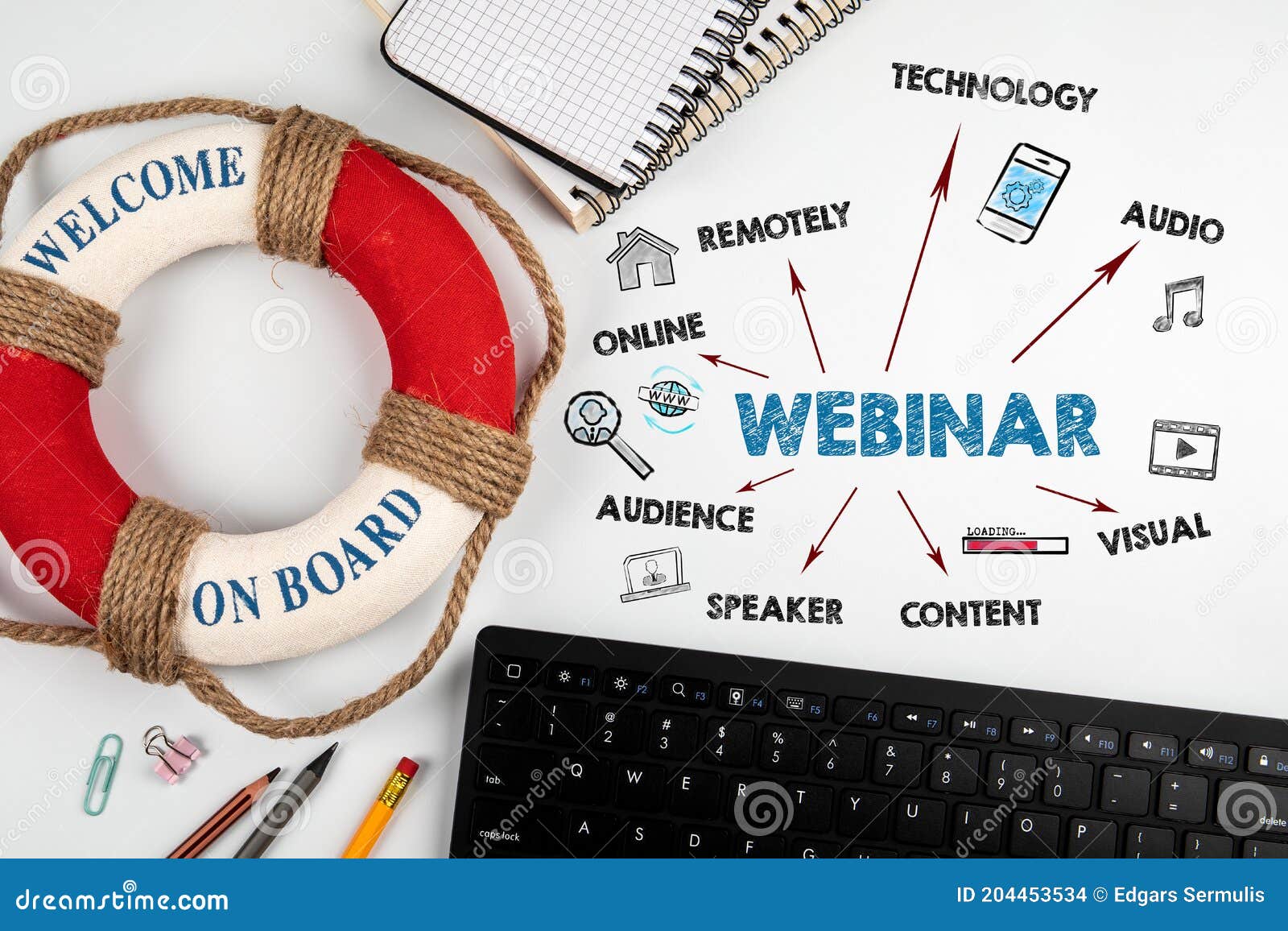 Webinar. Online, Remotely, Content and Audience Concept Stock Photo ...