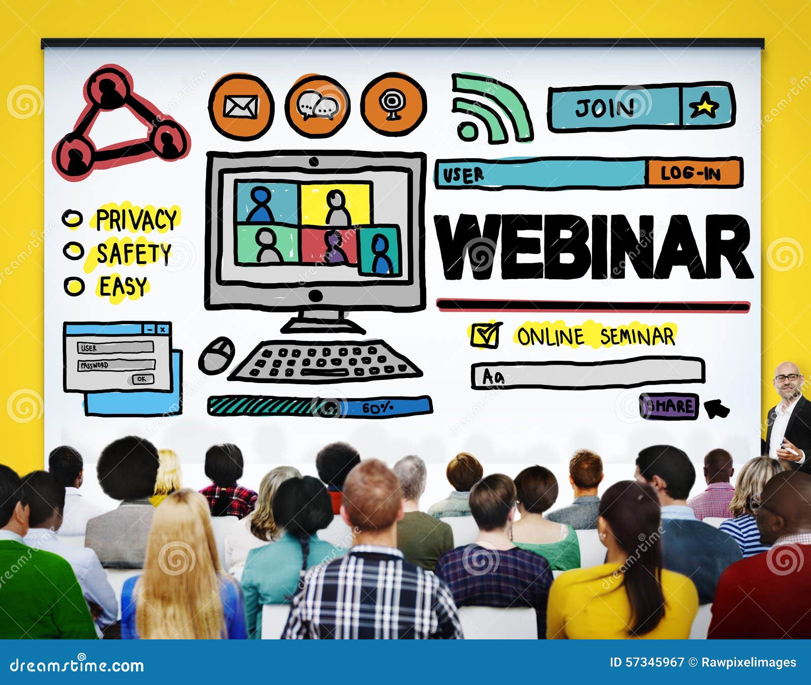 Webinar Online Seminar Global Communications Concept Stock Image ...