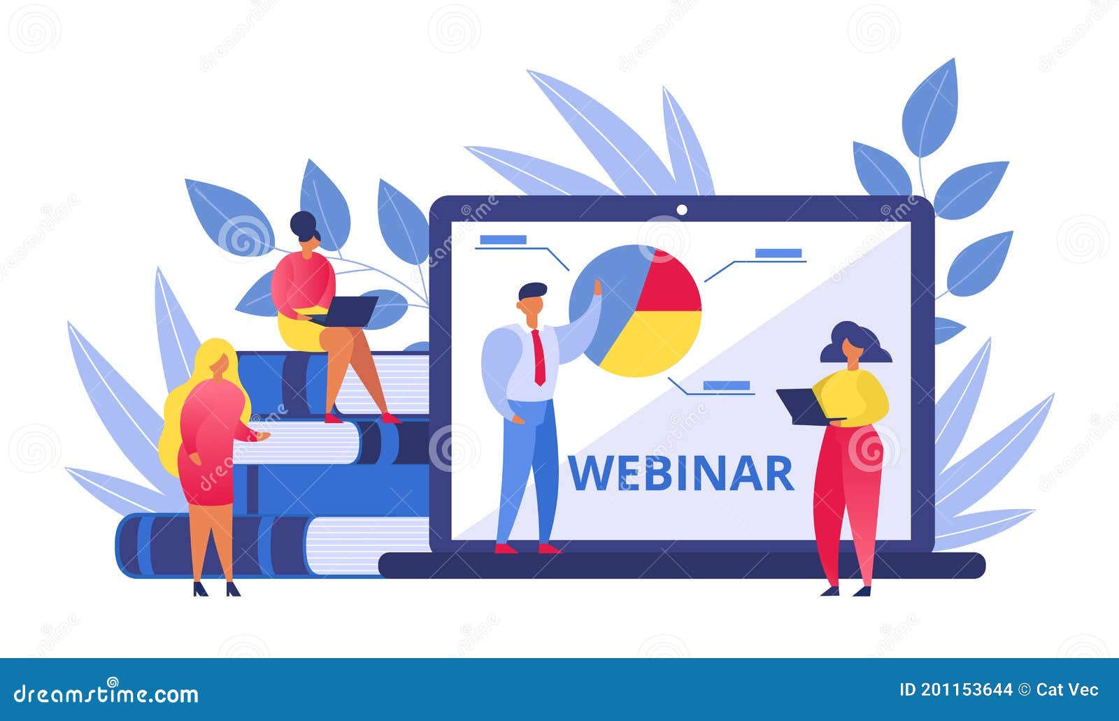 Webinar, People on Online Conference, Business Man Working in Office ...