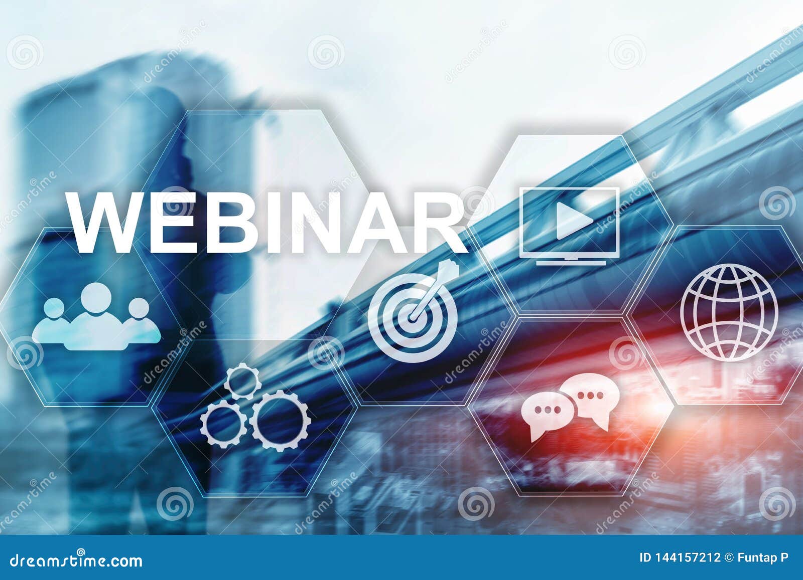 Webinar, Personal Development and E-learning Concept on Blurred ...