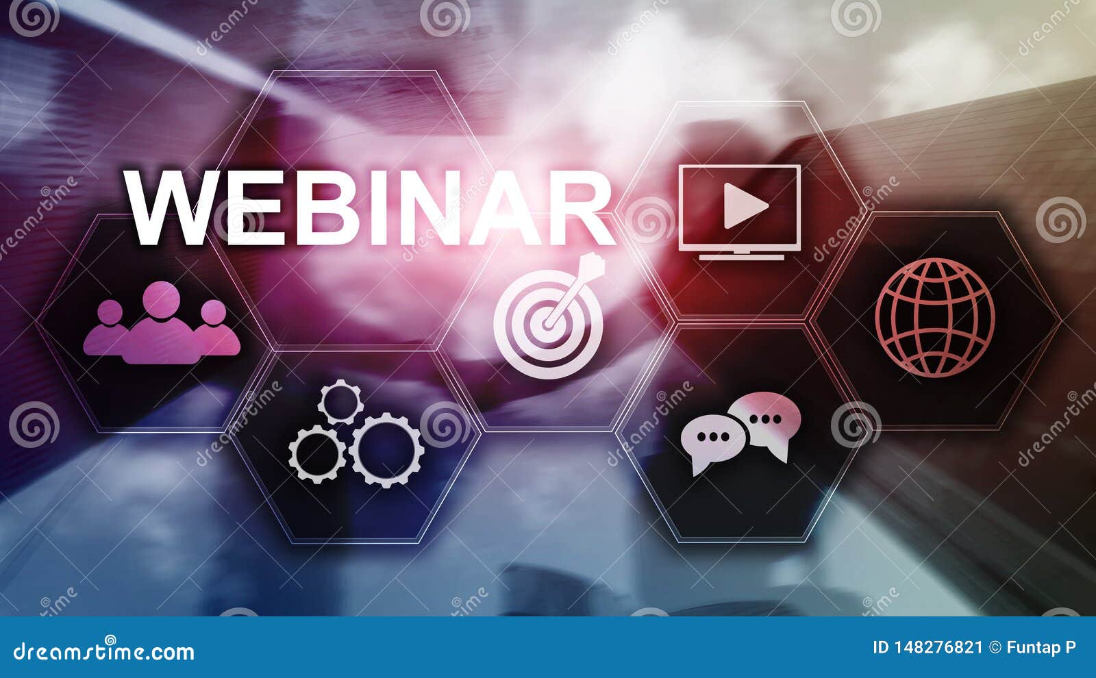 Webinar, Personal Development and E-learning Concept on Blurred ...