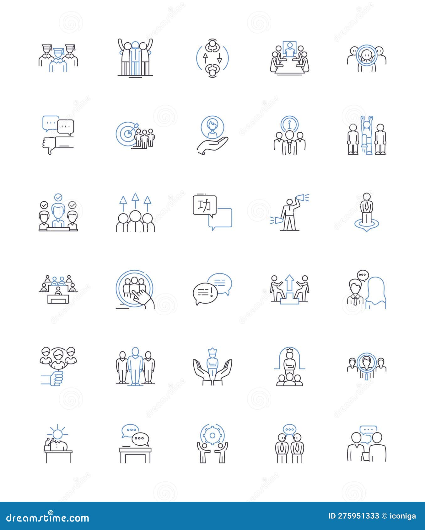 Webinar Session Line Icons Collection. Presentation, Interaction ...