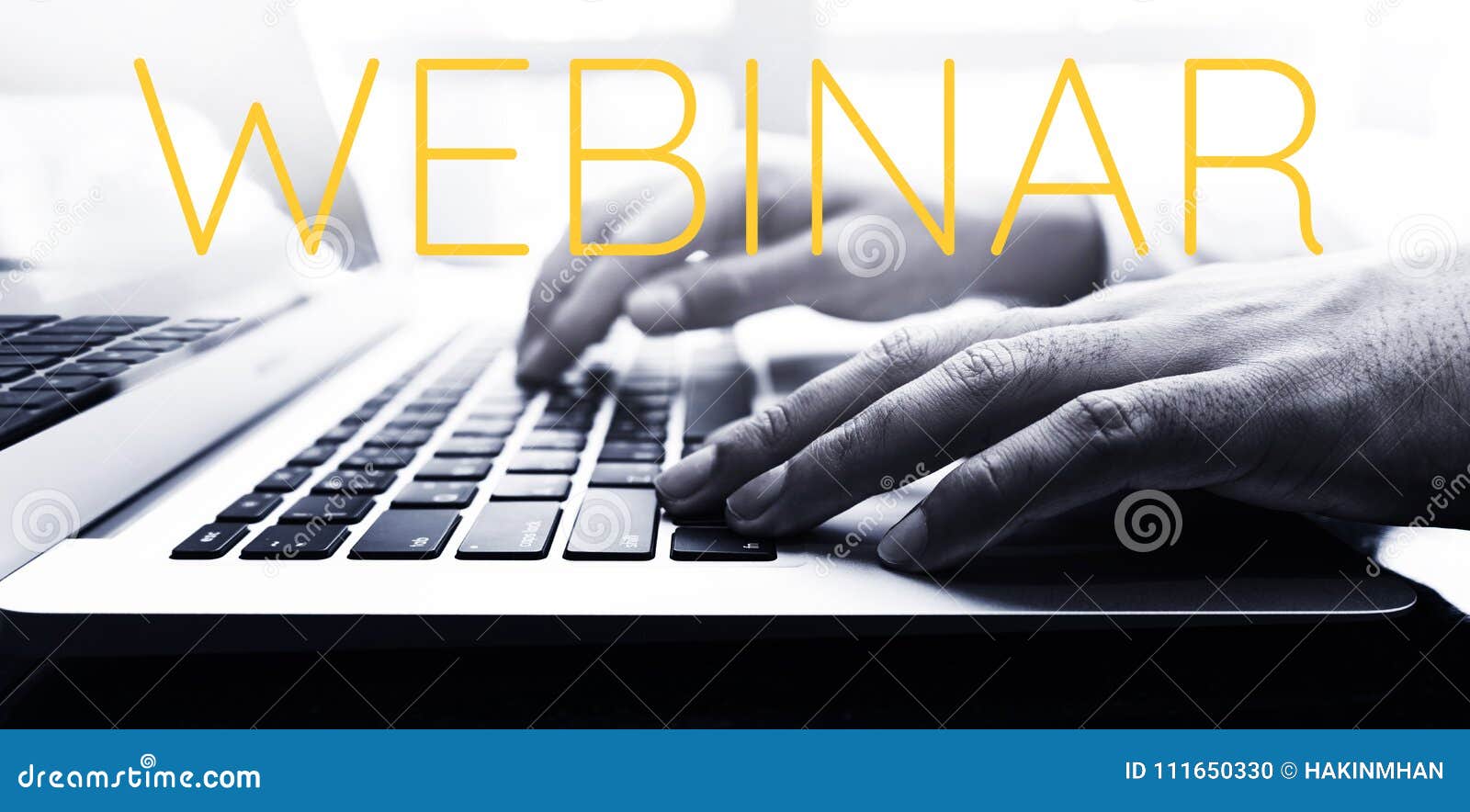 Webinar System Concept.with Male Hand Using Computer Stock Photo ...