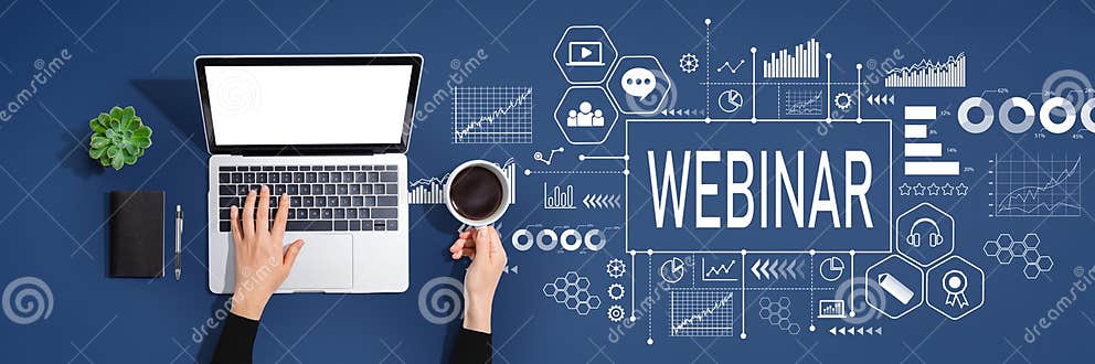 Webinar Theme with Person Using Laptop Computer Stock Image - Image of ...