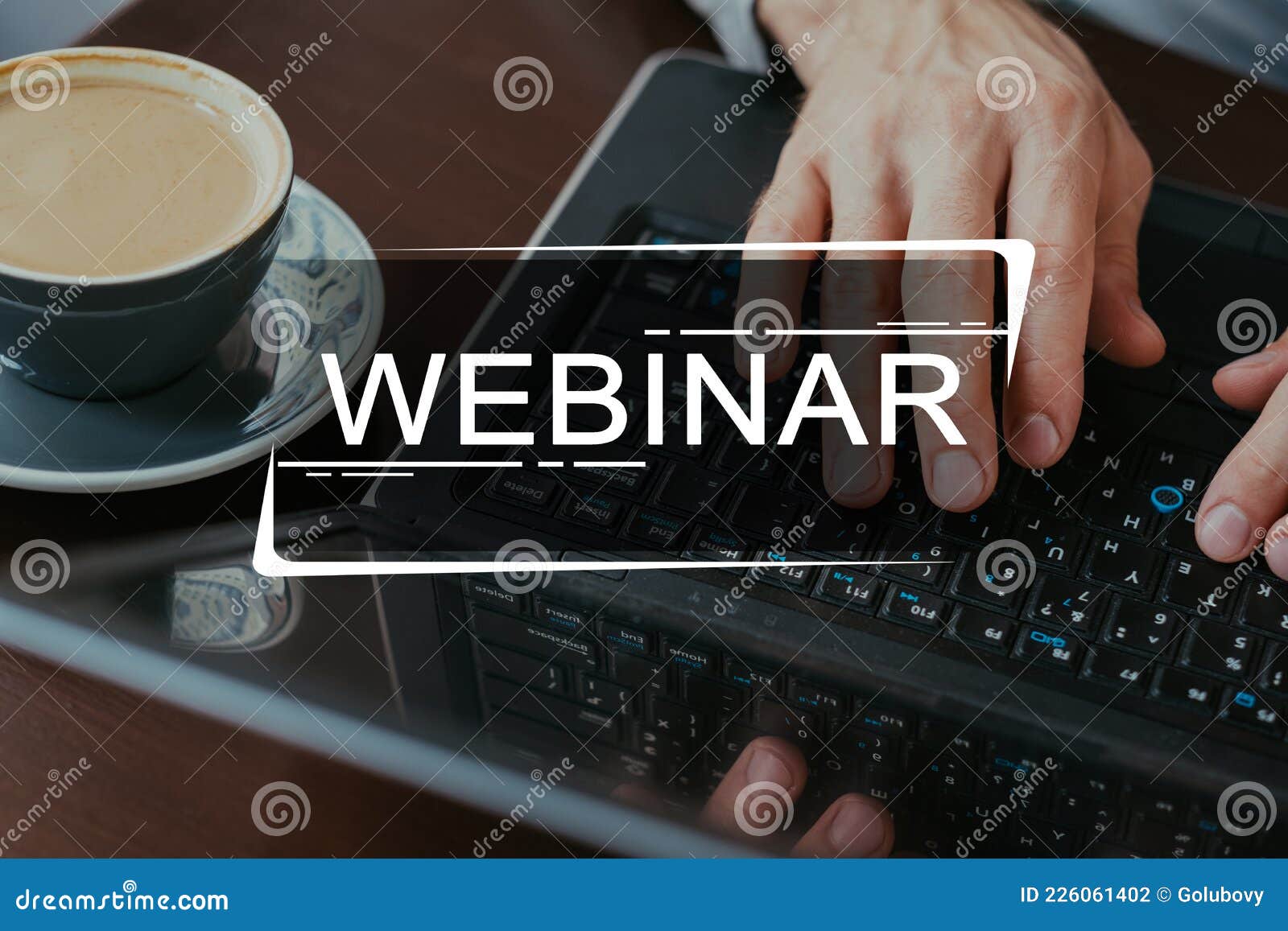 Webinar Training Online Learning Male Hands Laptop Stock Photo - Image ...