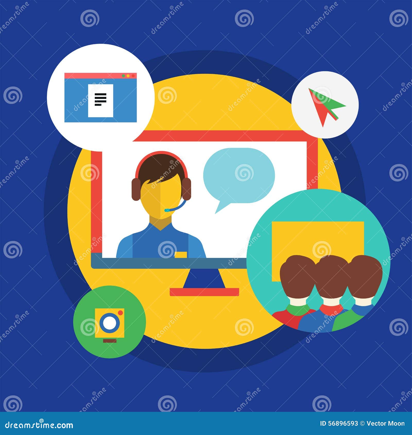 Webinar Vector Illustration. Online School Stock Vector - Illustration ...