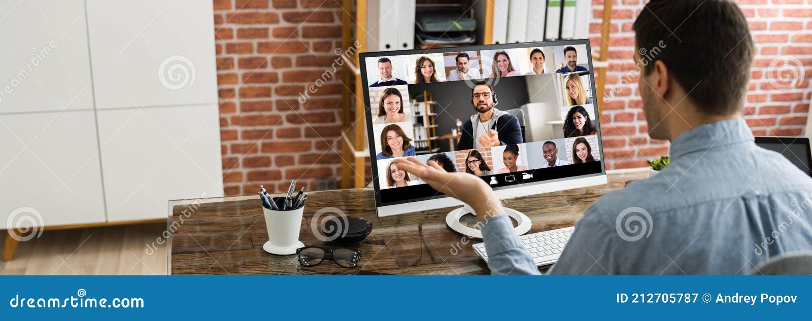 Webinar Video Conferencing on Computer Stock Image - Image of learning ...
