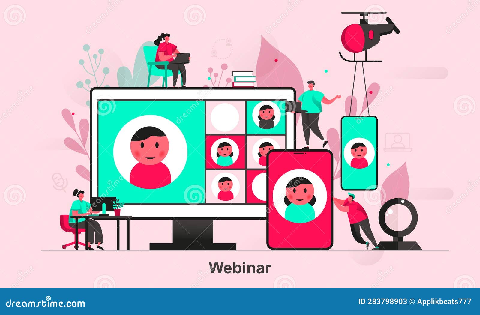 Webinar Web Concept Design in Flat Style. Distance Education and Skills ...