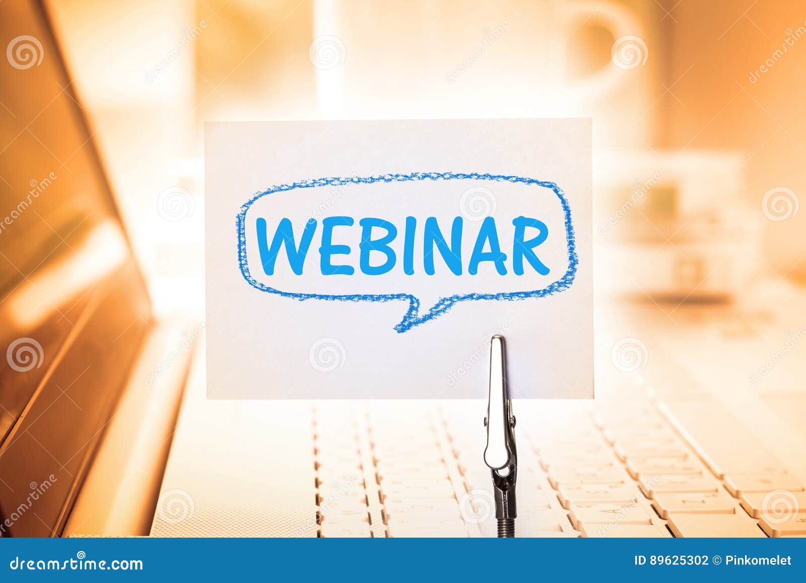 Webinar Word Writing on White Paper Note Silver Business Card Ho Stock ...