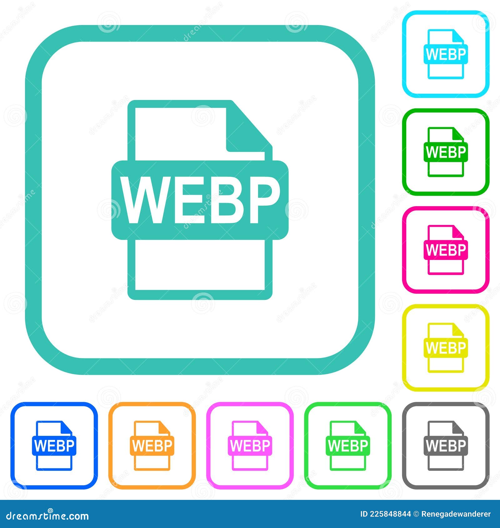 WEBP File Format Vivid Colored Flat Icons Stock Vector - Illustration ...
