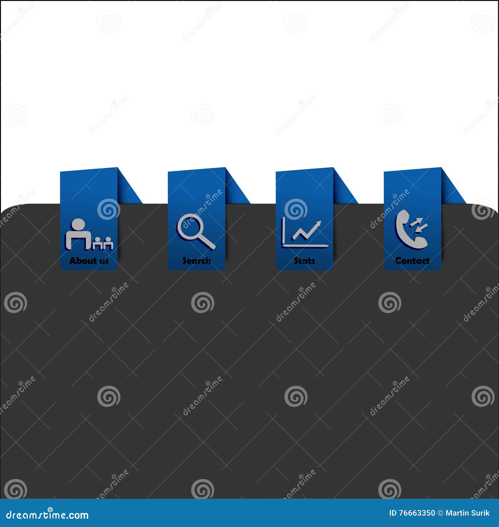 Webpage Blue Navigation Menu with Icons Stock Vector - Illustration of ...