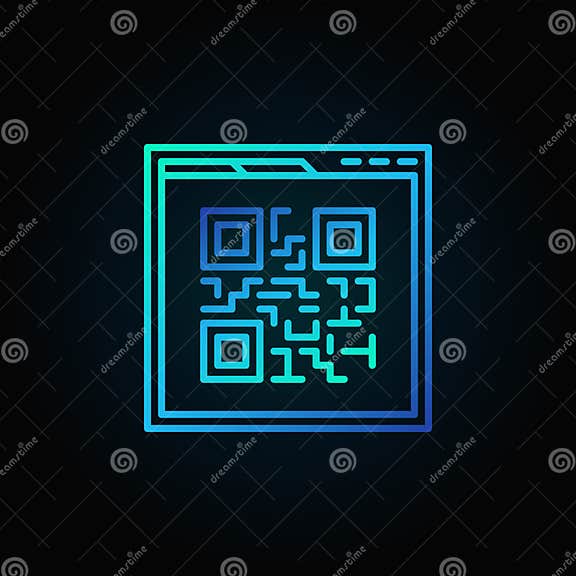 Webpage Blue Scan Code Vector Linear Icon on Dark Background Stock ...
