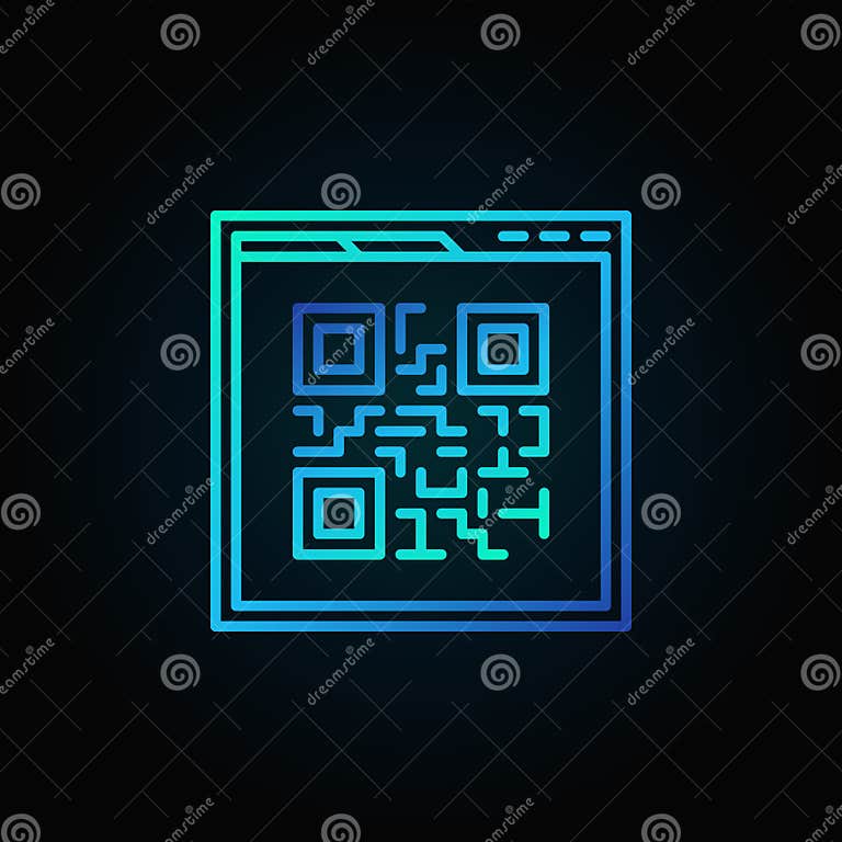 Webpage Blue Scan Code Vector Linear Icon on Dark Background Stock ...
