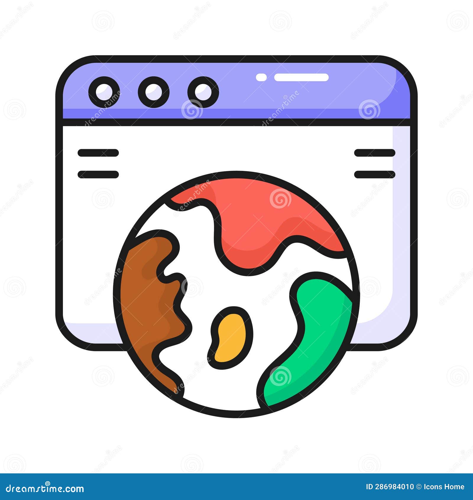 Webpage with Globe Showing Global Website Concept Vector Stock Vector ...