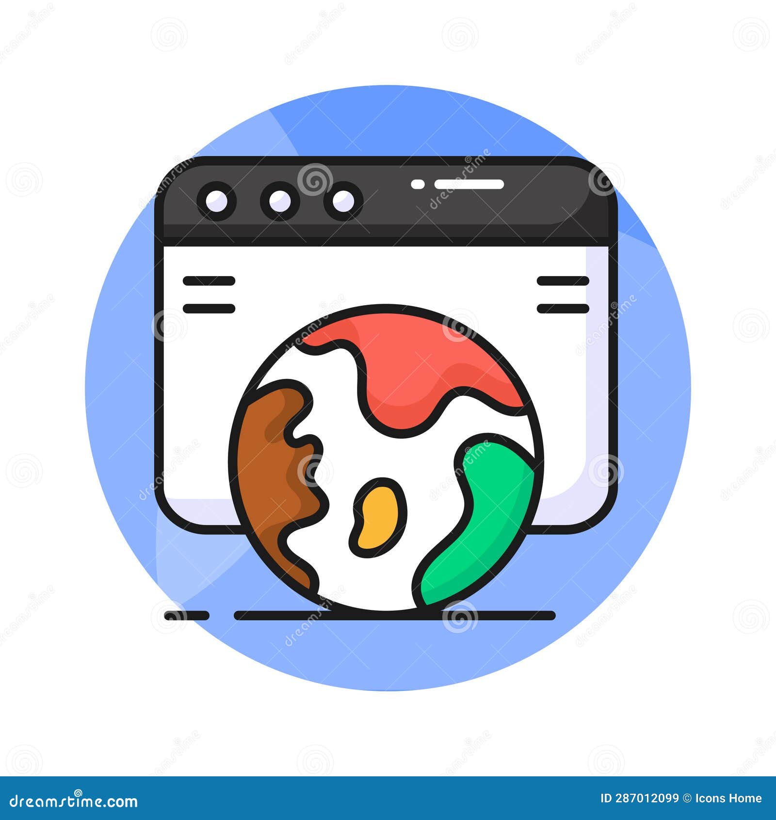 Webpage with Globe Showing Global Website Concept Vector Stock Vector ...