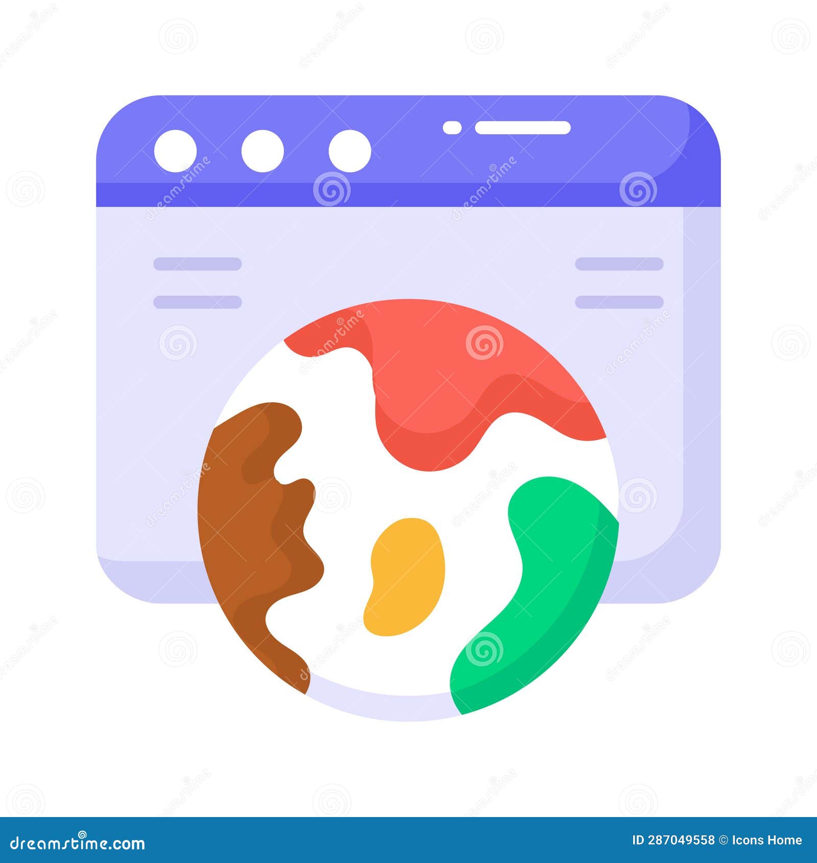 Webpage with Globe Showing Global Website Concept Vector Stock ...