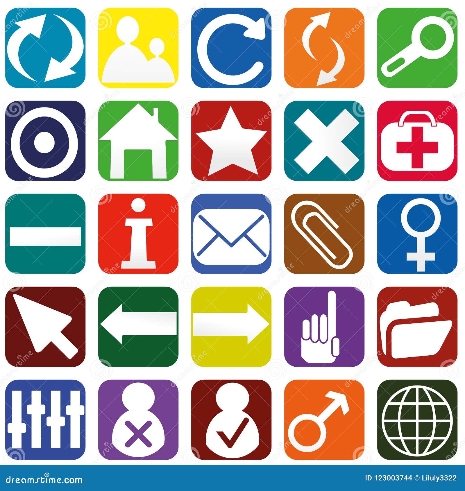 Webpage Icons Collection Color Interfaces. Stock Vector - Illustration ...