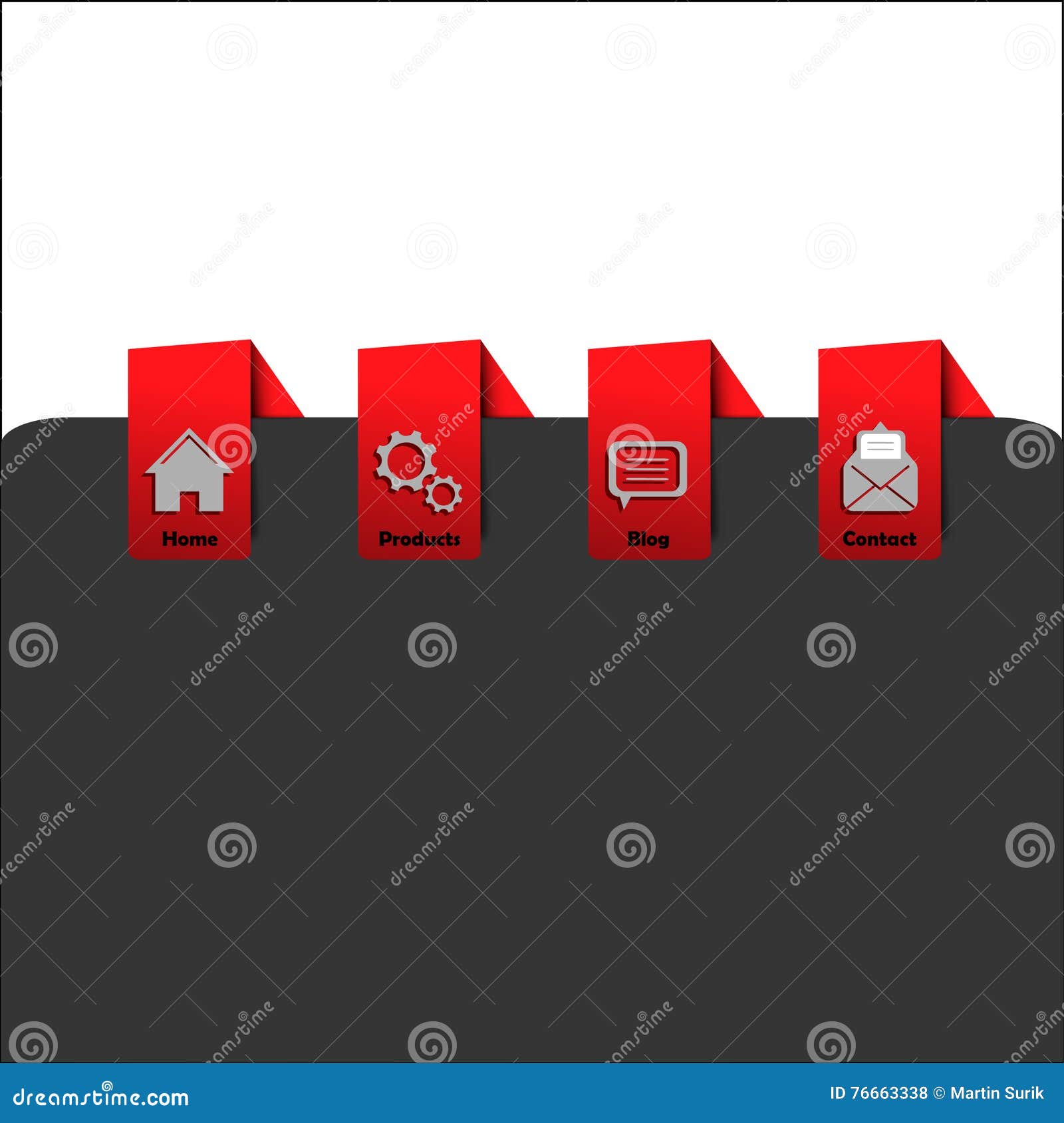 Webpage Red Navigation Menu with Icons Stock Vector - Illustration of ...