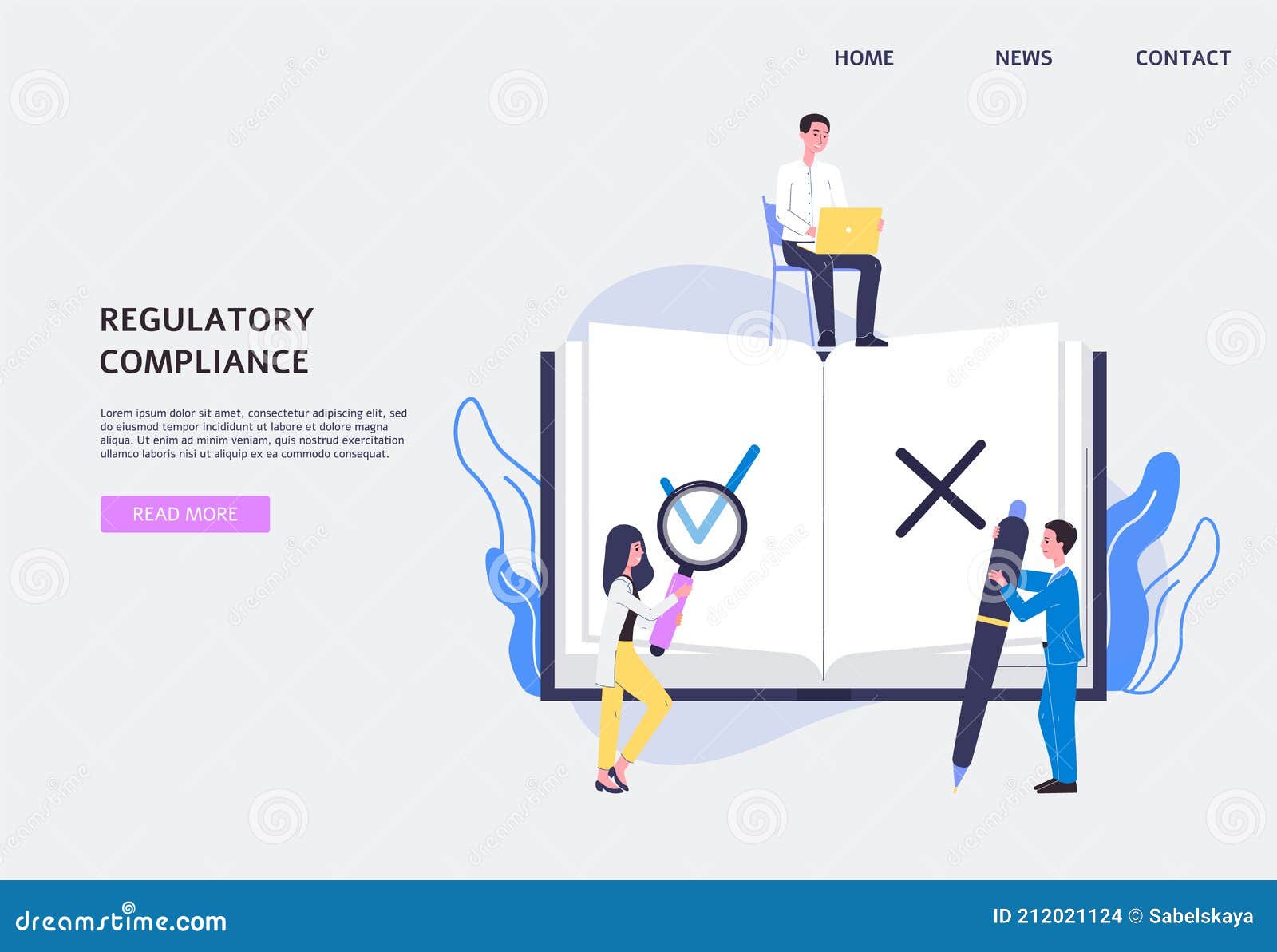 Webpage for Regulatory Compliance Law Services, Flat Vector ...