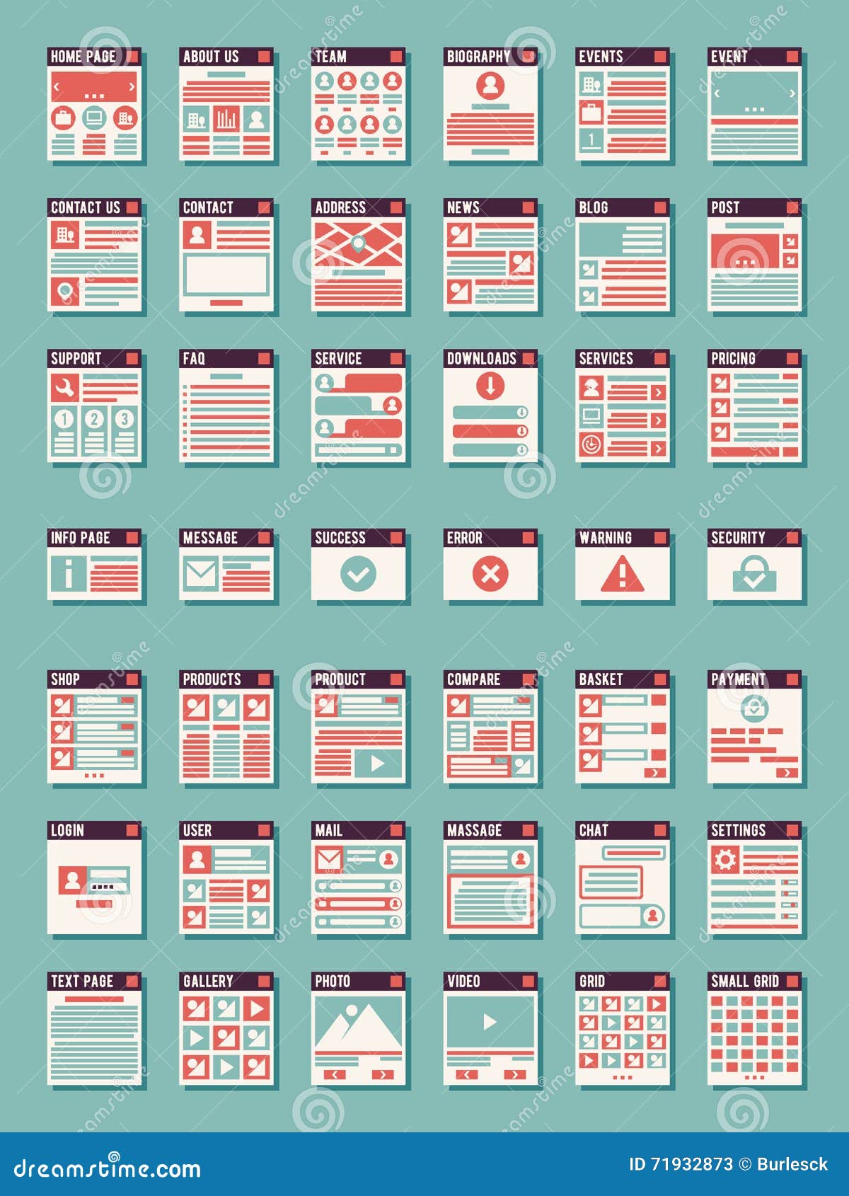 Webpage, Sitemaps Vector Icons Stock Vector - Illustration of message ...