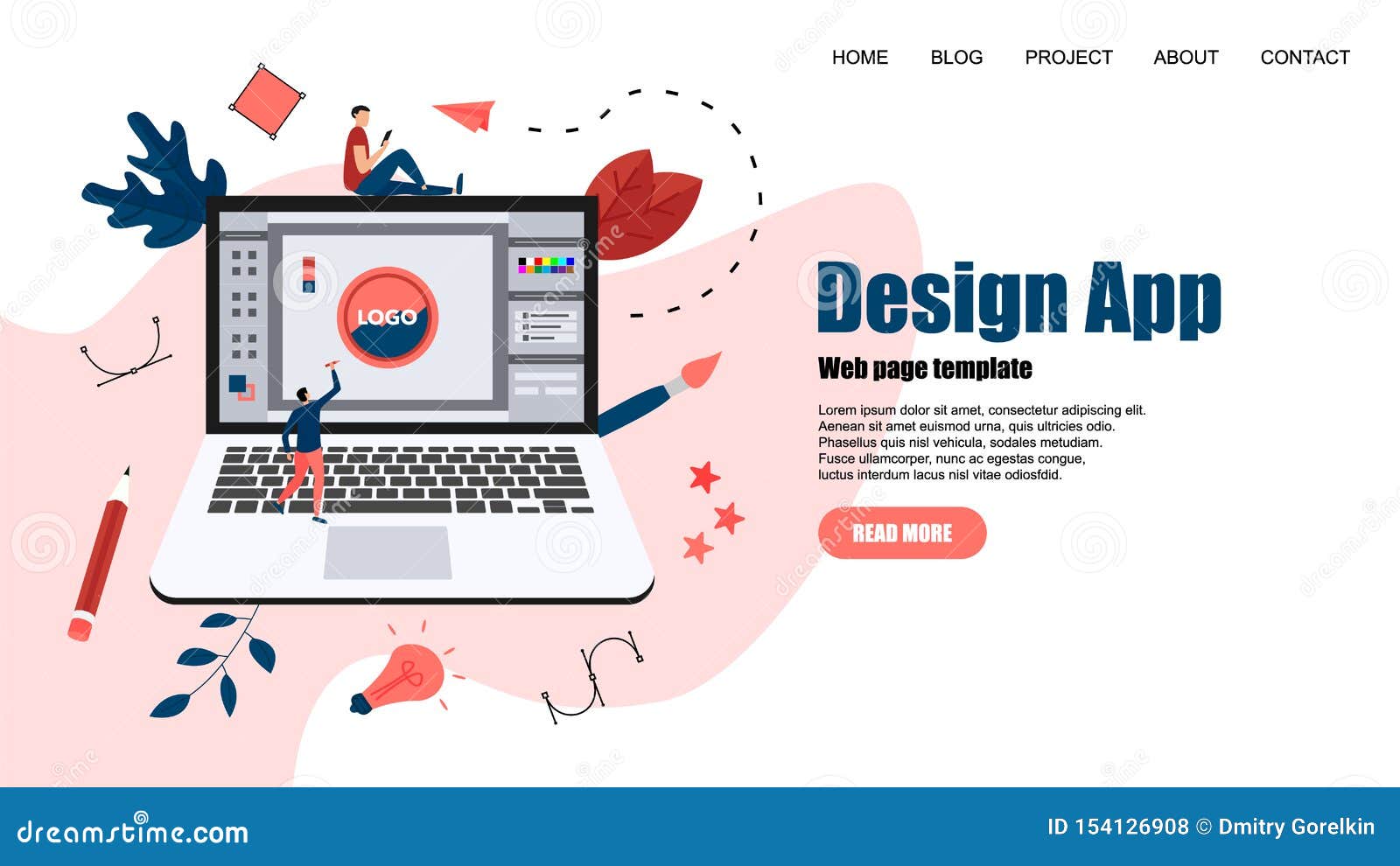 Webpage Template. Flat Vector Graphic Design Concept with an Open ...