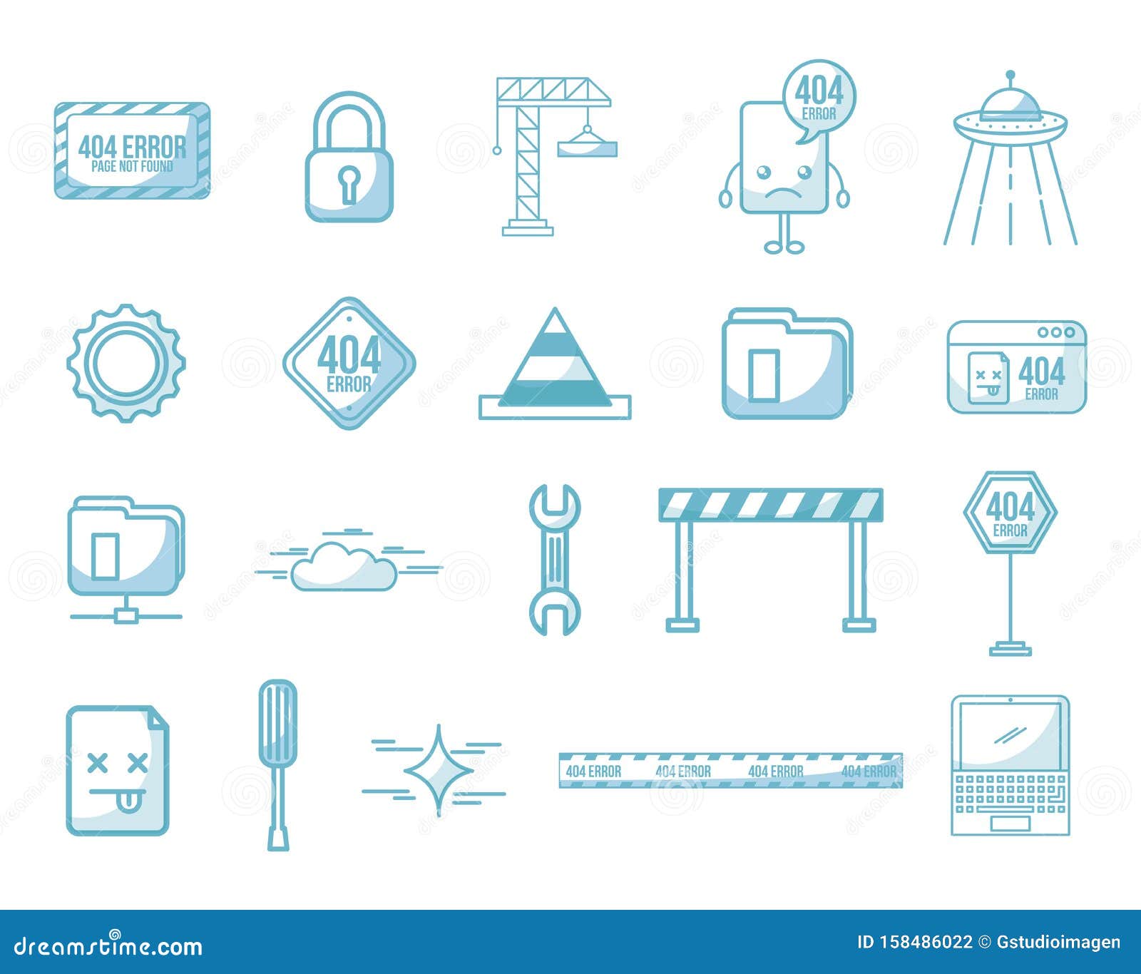 Webpage Under Construction Set Icons Stock Photo - Image of city ...