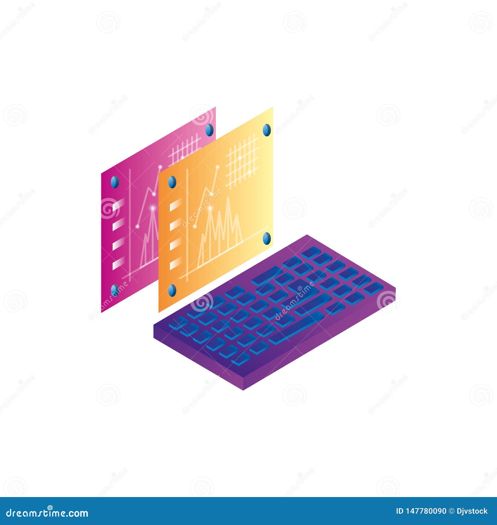 Webpages Templates with Statistics and Keyboard Stock Illustration ...