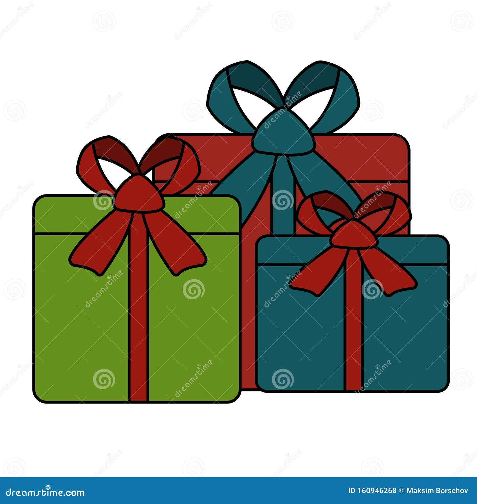 Webpresents in Gift Wrapping. Cartoon Isolated Vector Illustration ...