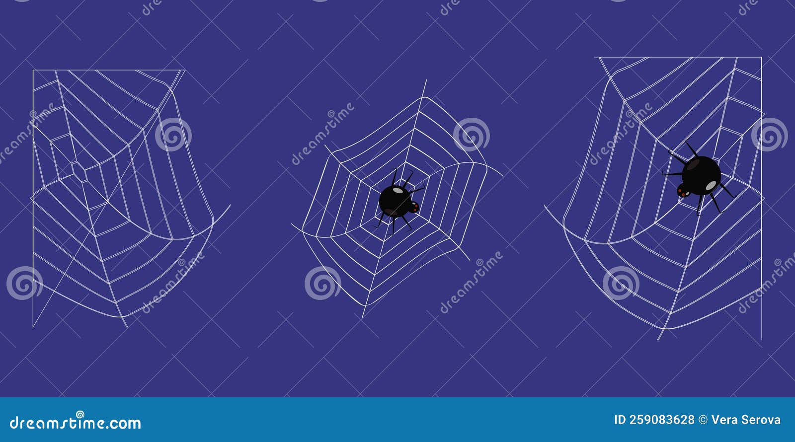 Webs with Spiders on a Dark Background Stock Vector - Illustration of ...