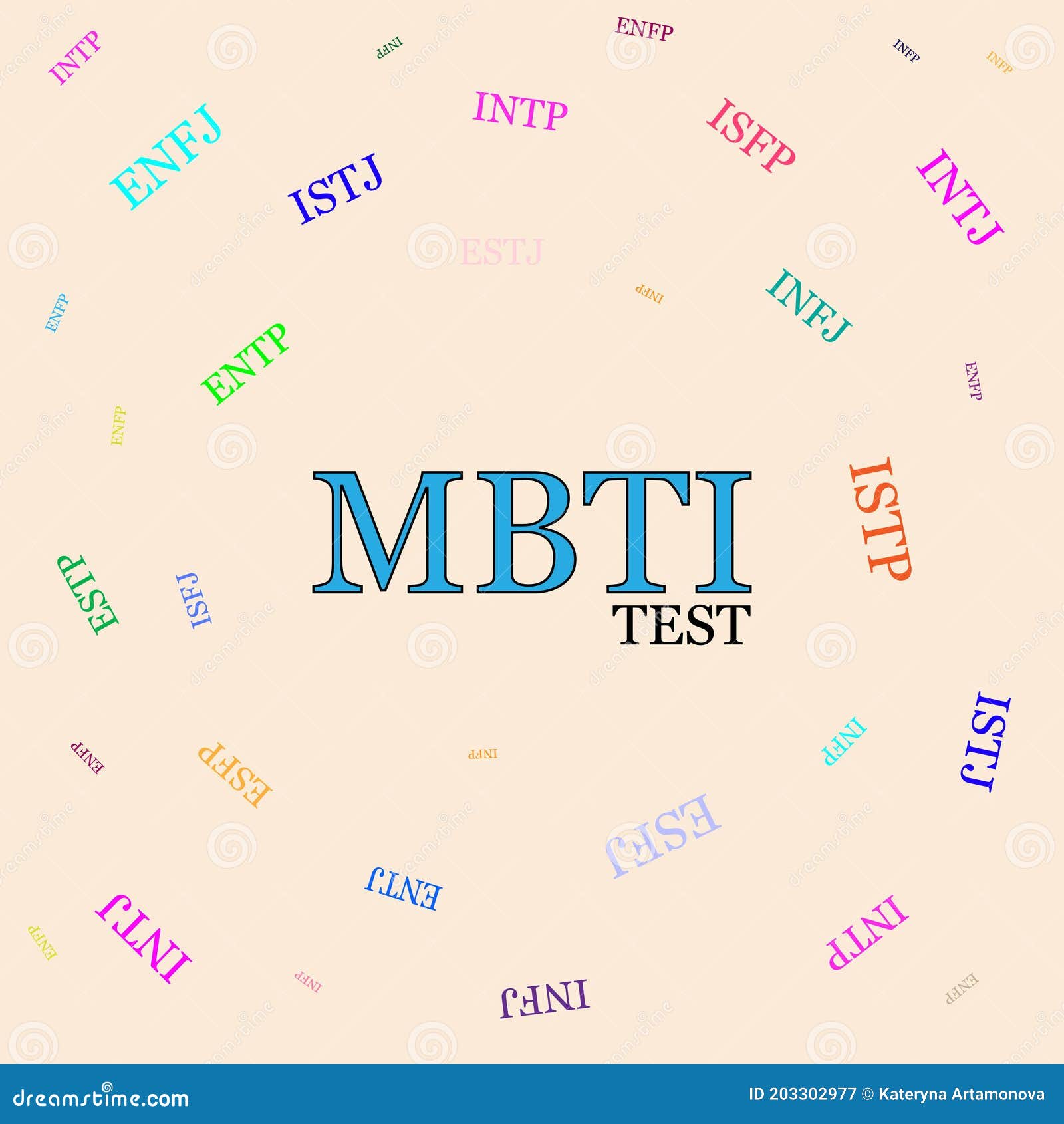 MBTI Test. White Letters Are Isolated On A White Background. 3D Render ...