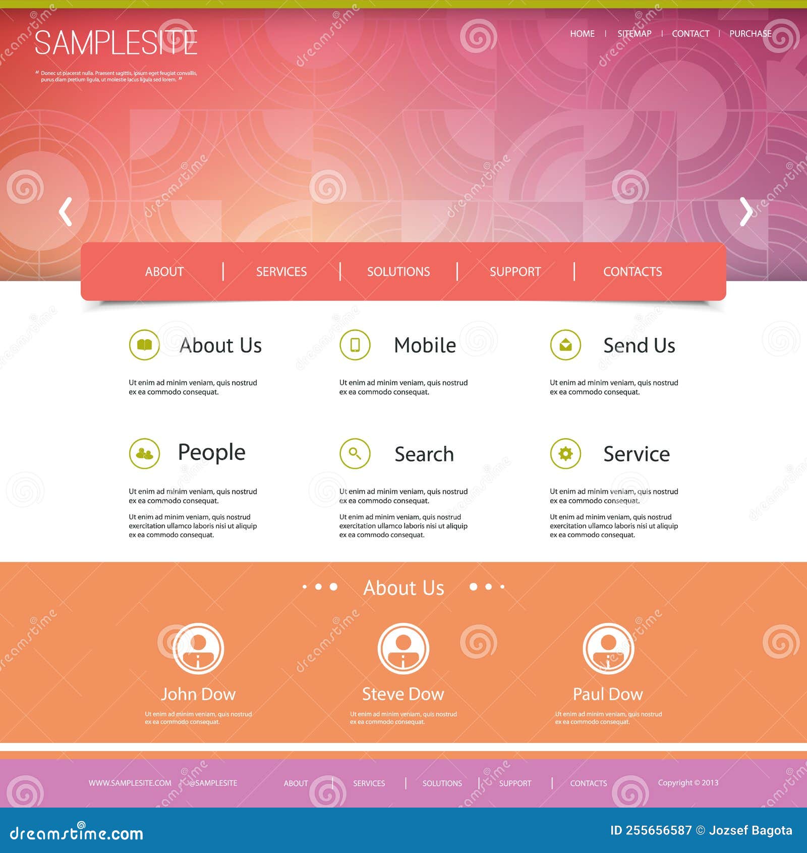 Webseitenvorlage Mit Ringen Mosaikem Header-Design Vektor Abbildung ...