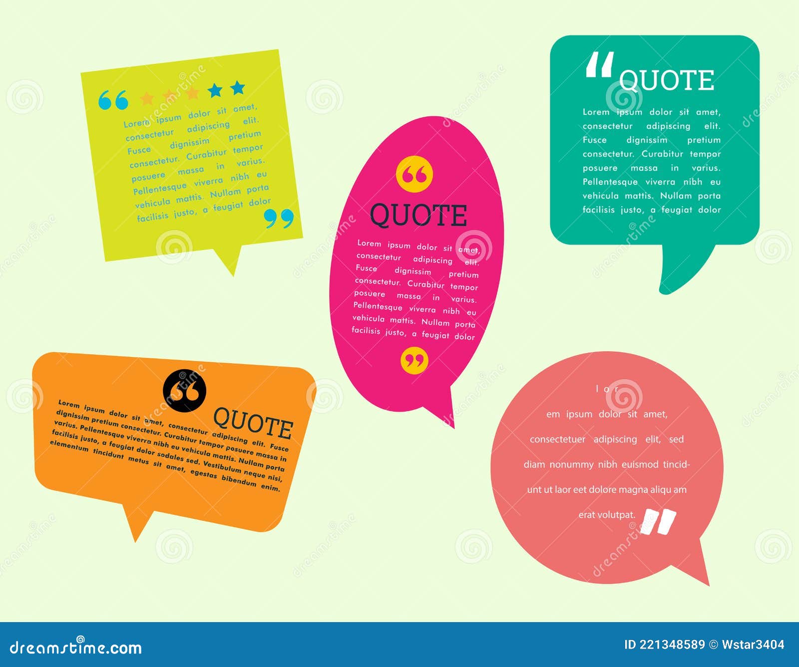 WebSet of Colorful Quote Frames. Speech Bubbles with Quotation Marks ...