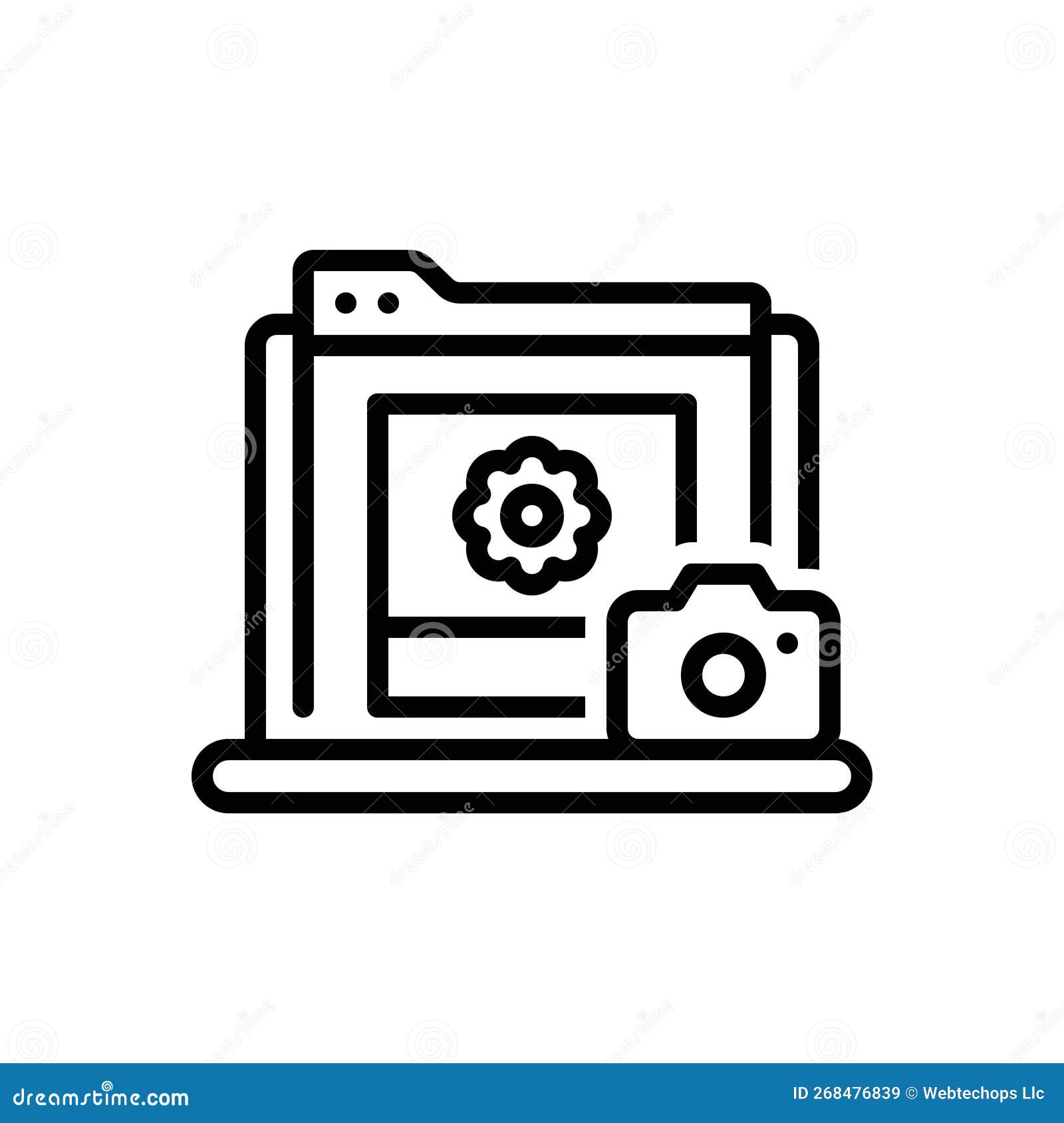 Black Line Icon for Webshots, Picture and Screen Stock Illustration ...