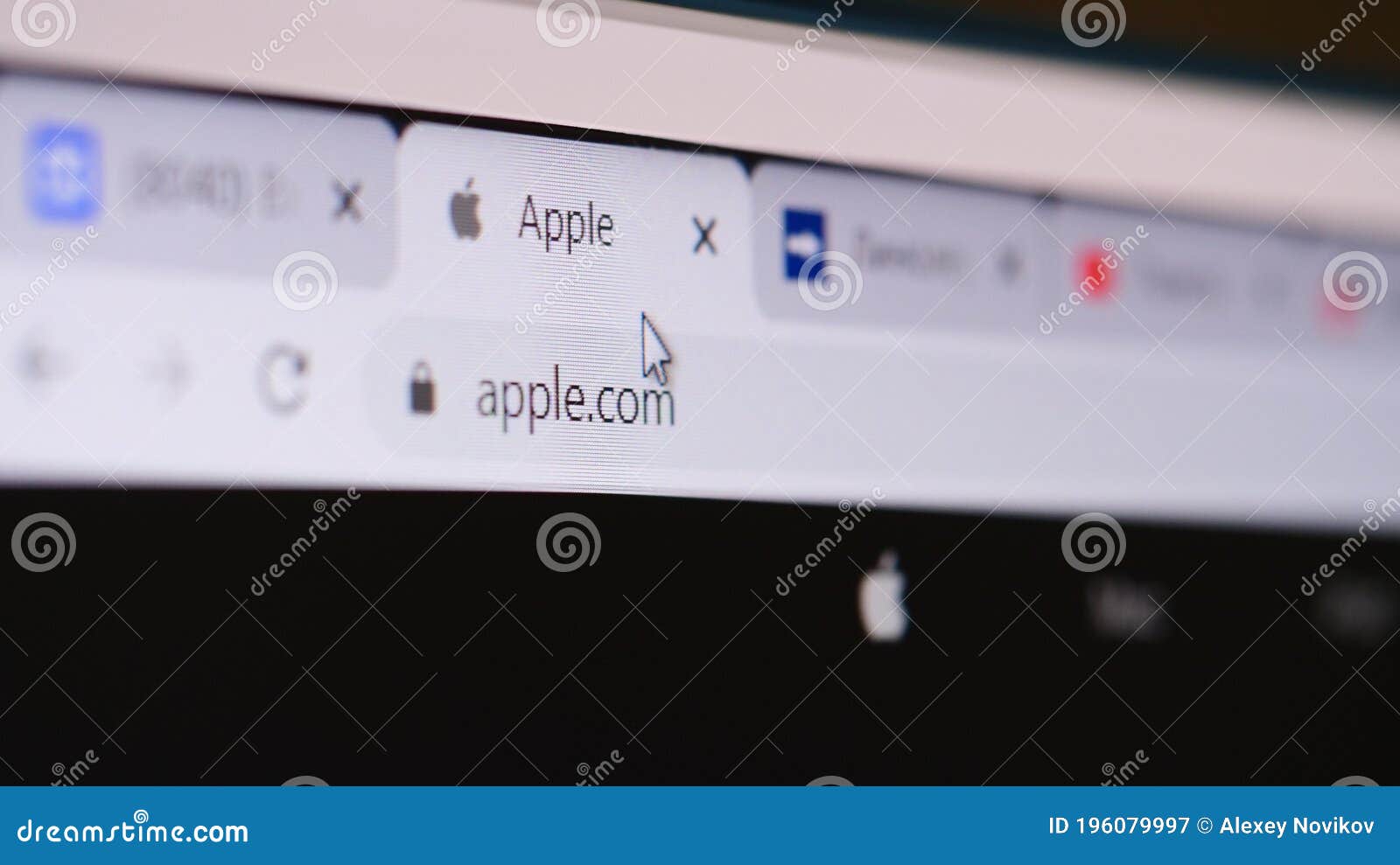 Apple Inc Website Address in Browser and Logo on the Computer Screen ...